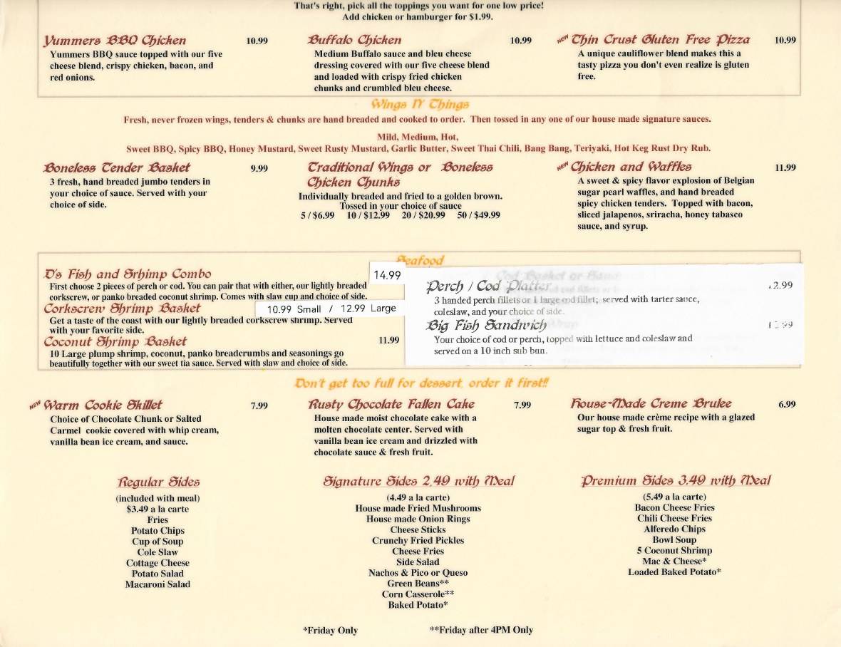 Menu at Rusty Keg Tavern pub & bar, Washington Court House