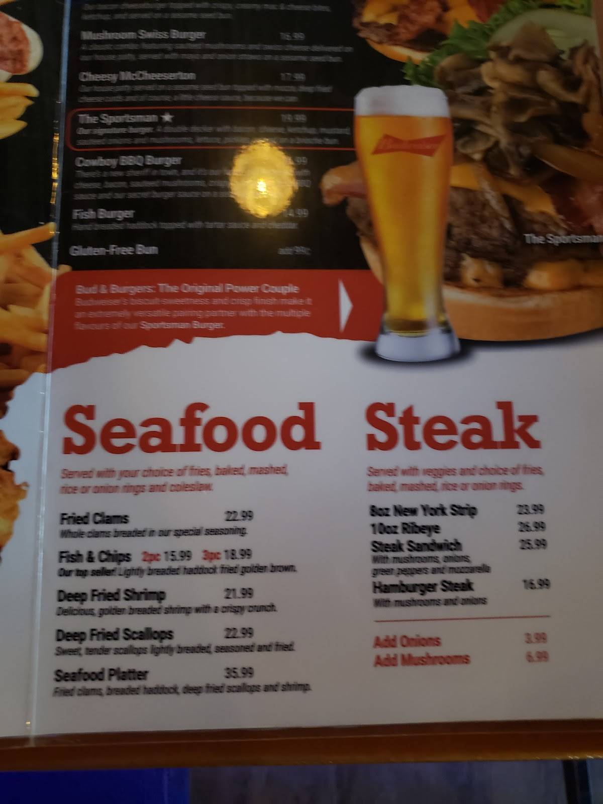 Menu at SPORTS ROCK MONCTON pub & bar, Moncton
