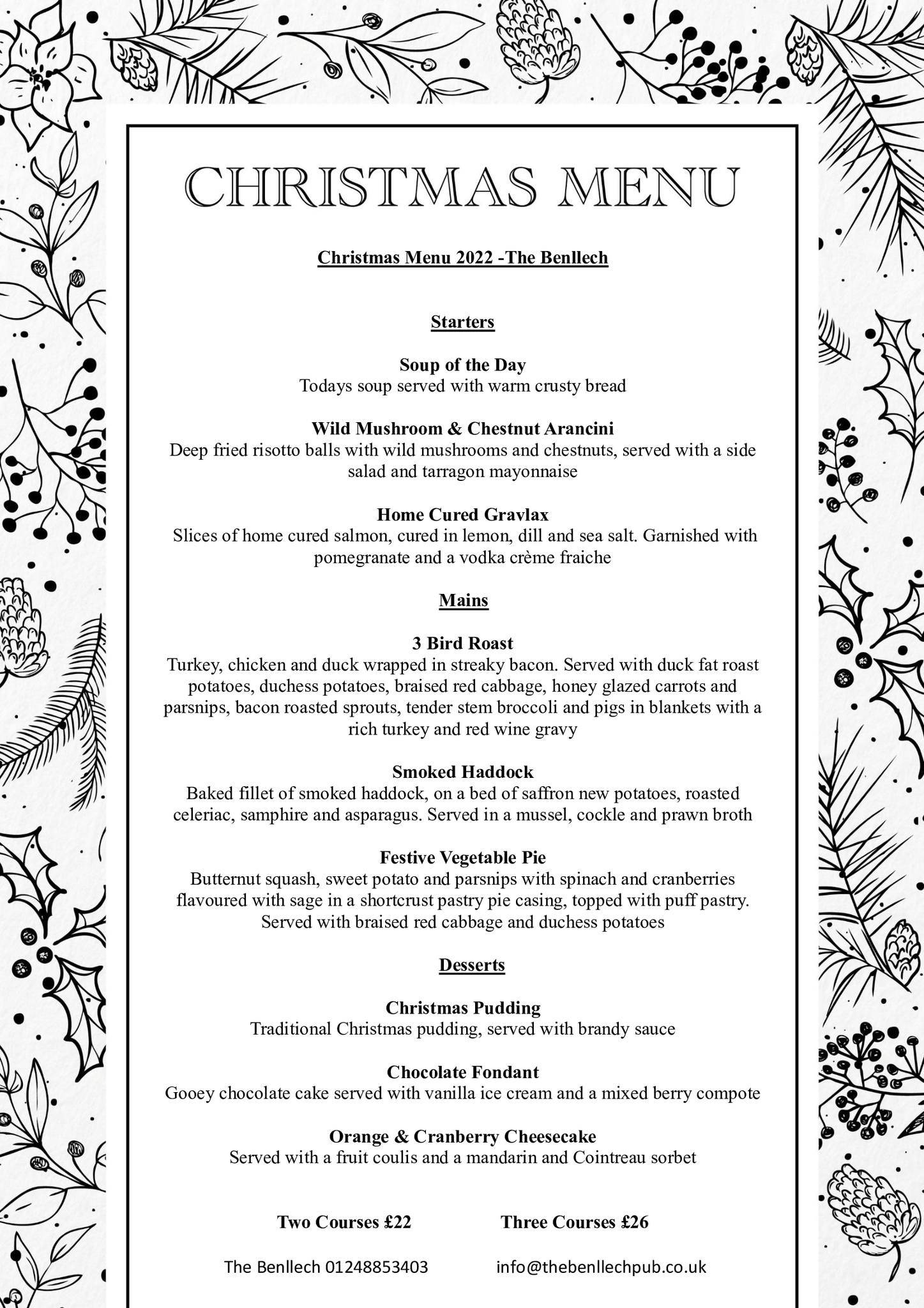 Menu at The Benllech pub & bar, Benllech