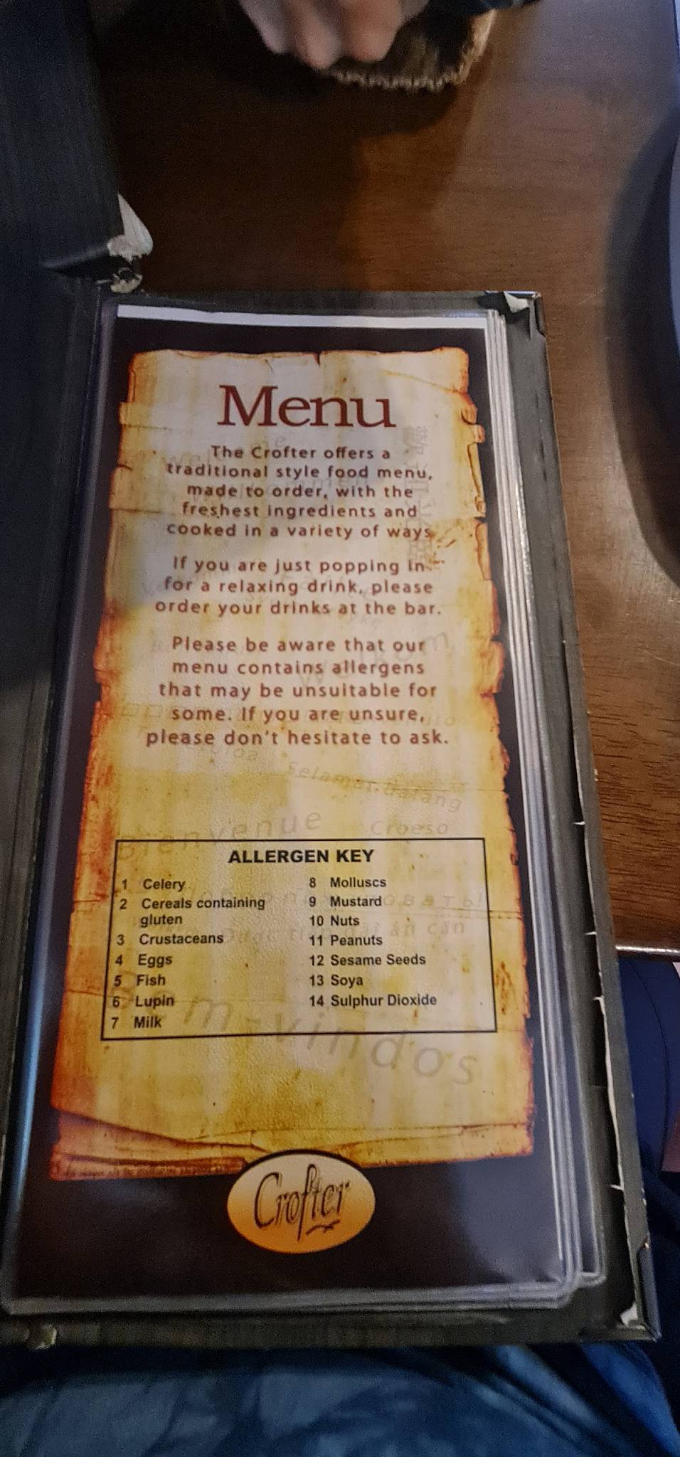 Menu at The Crofter Bar and Restaurant, Fort William