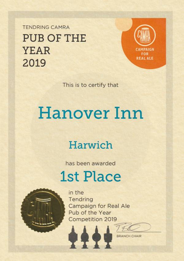Menu at The Hanover Inn pub & bar, Harwich