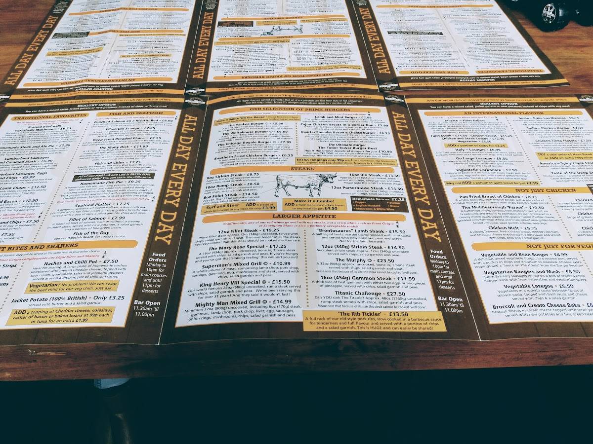 Menu at The Old Red Lion pub & bar, Welham, Main St