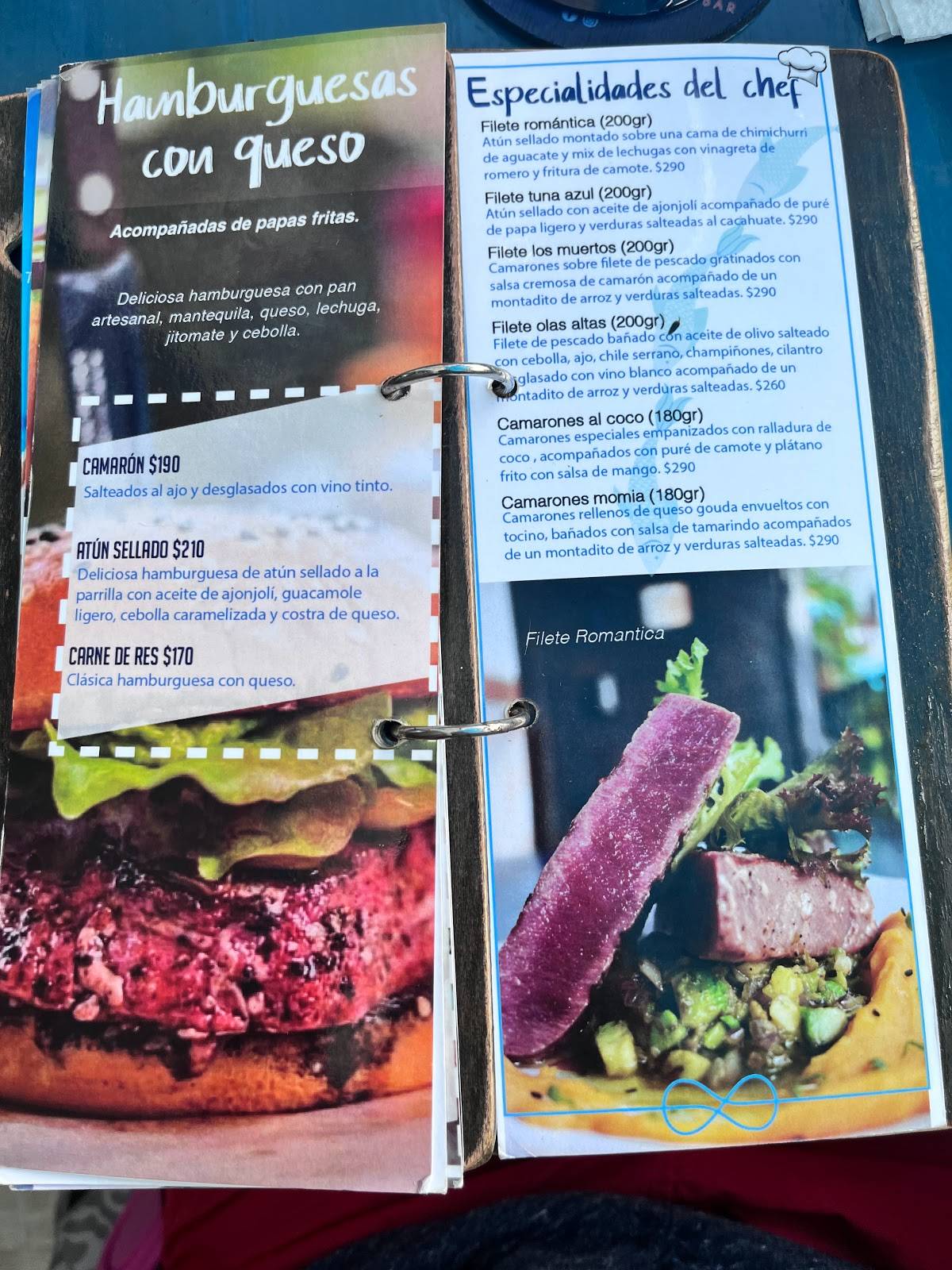 Menu at Tuna Azul Zona Romantica restaurant, Puerto Vallarta
