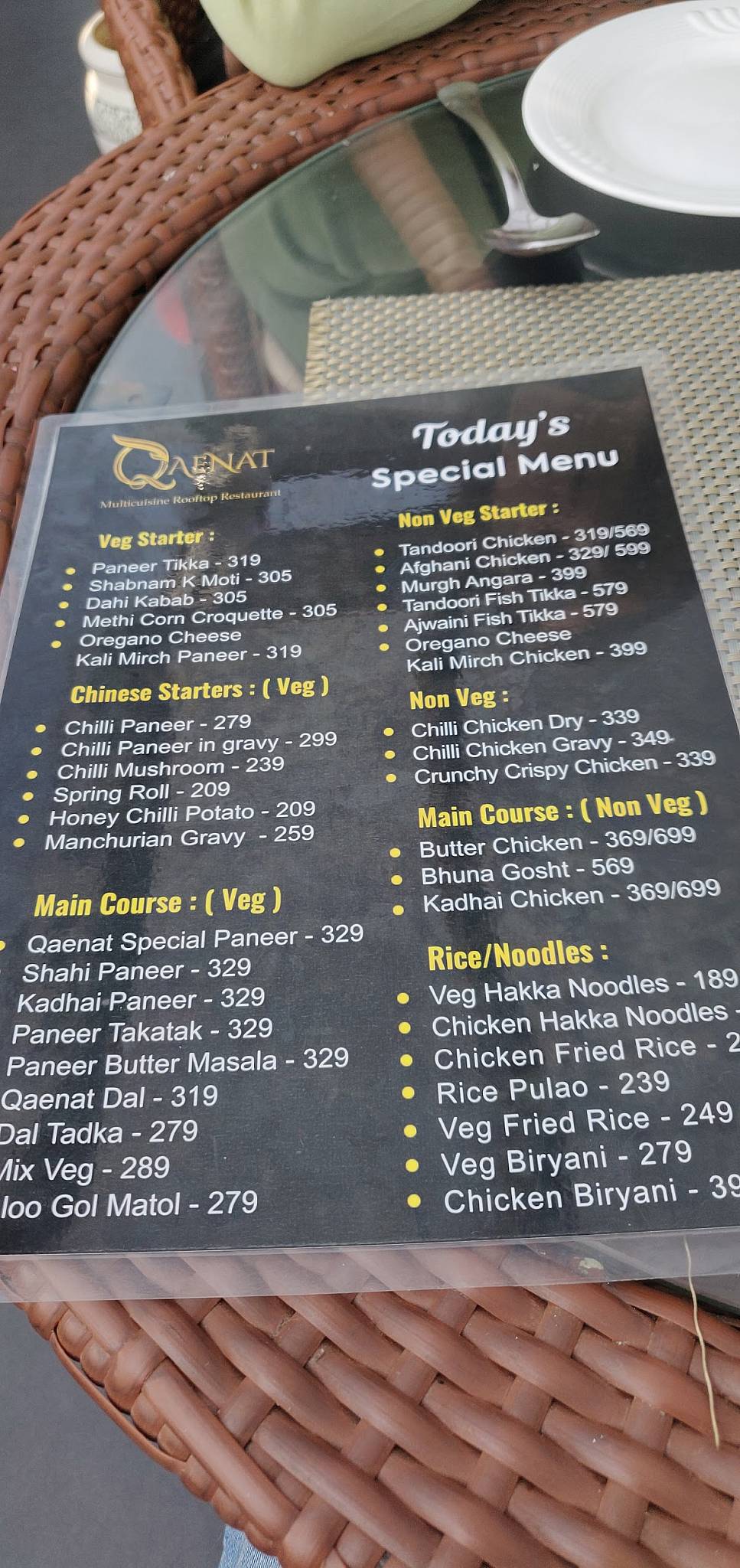 Menu at QAENAT MULTICUISINE ROOFTOP RESTAURANT, Rohtak