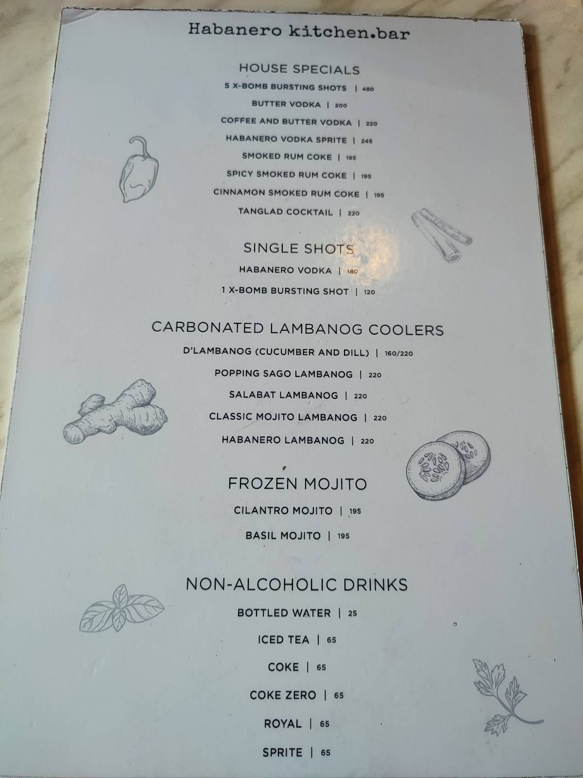 Menu at Habanero Kitchen Bar, Quezon City, Araneta Center
