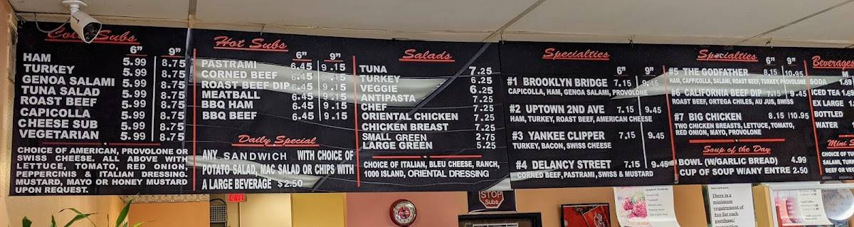 Menu at Quik Stop Subs restaurant, Moreno Valley