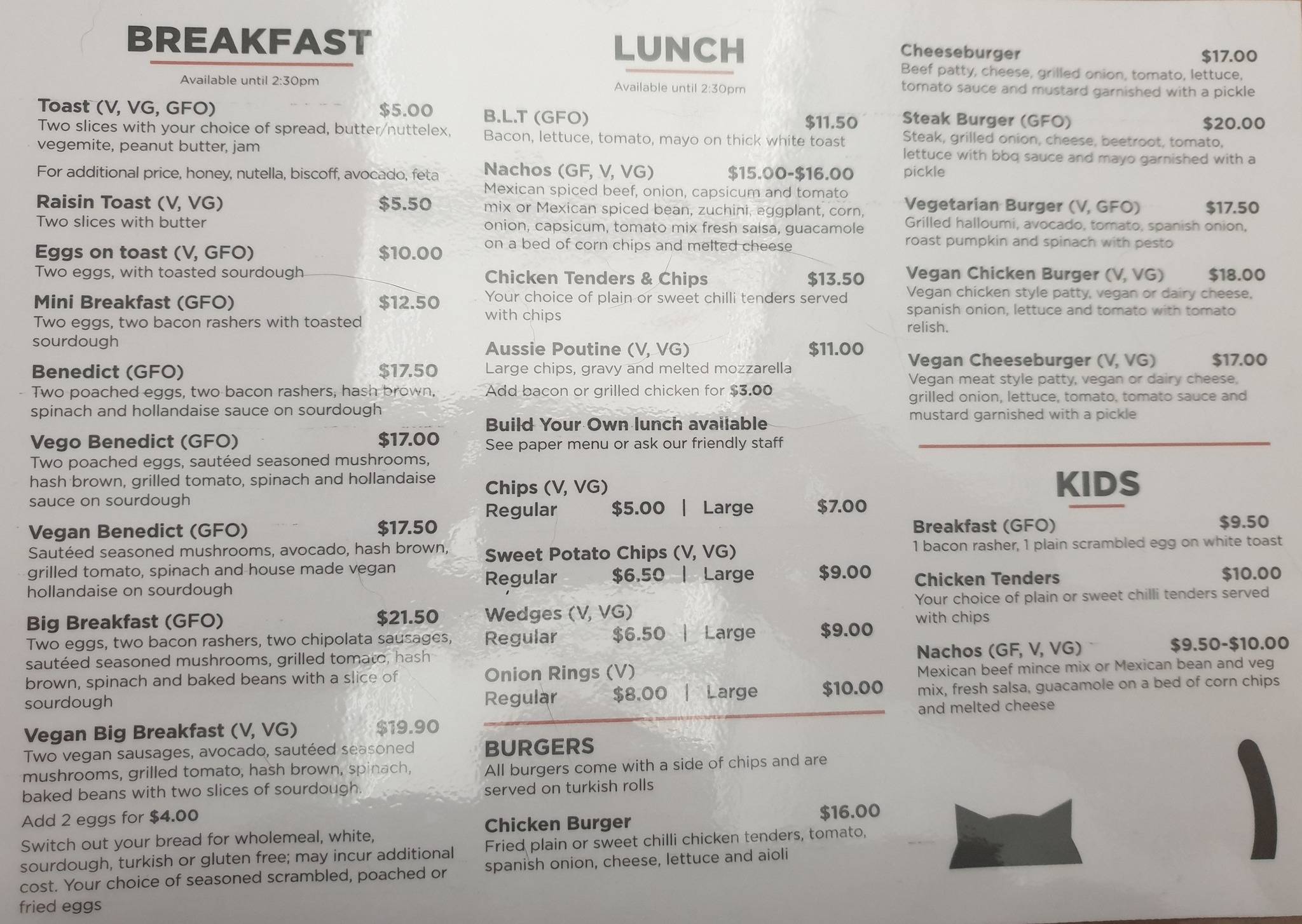 Carta de RSPCA Black Cat Café, Wacol
