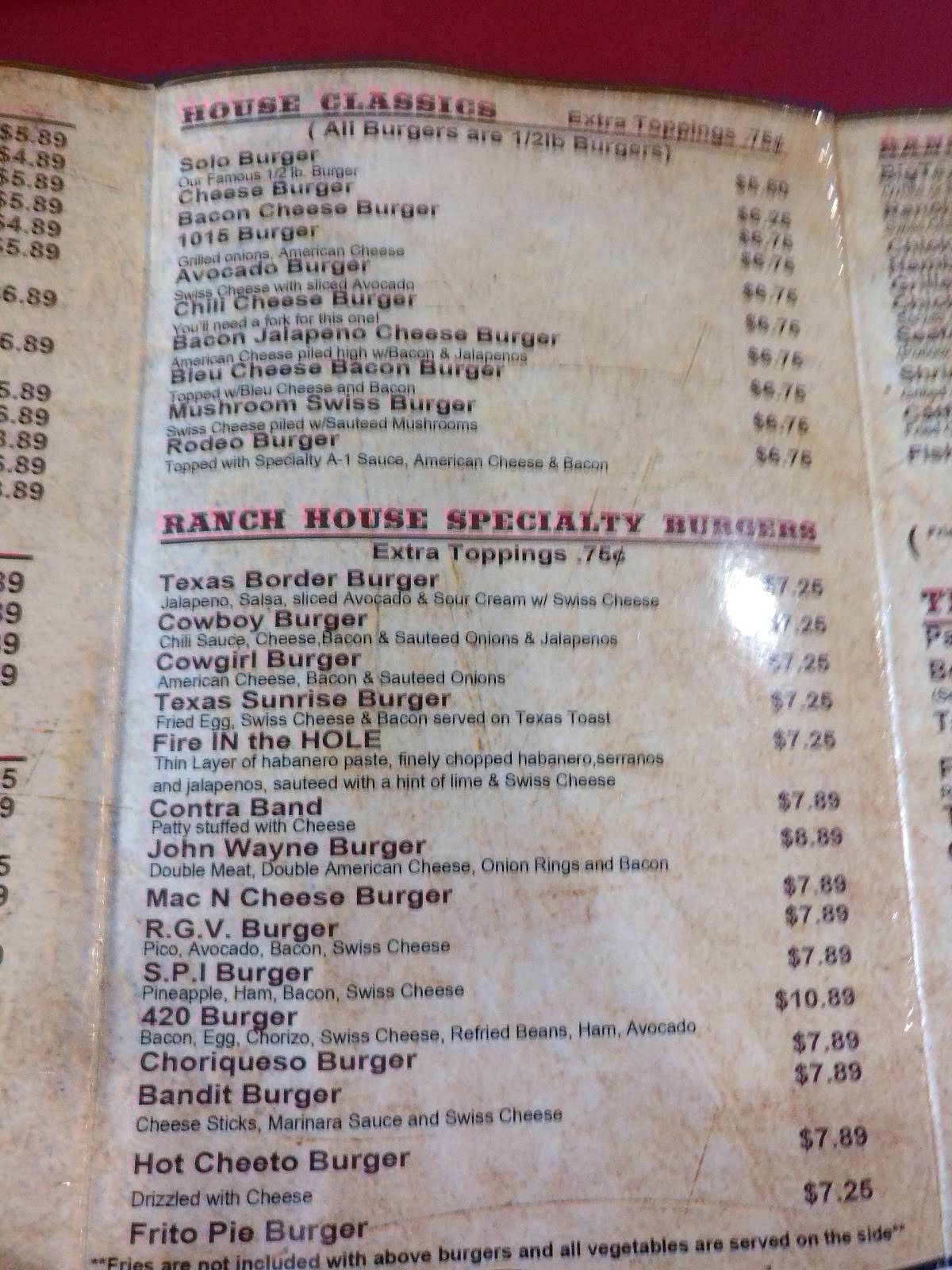 Menu at RUSTIC RANCH RESTAURANT, Weslaco