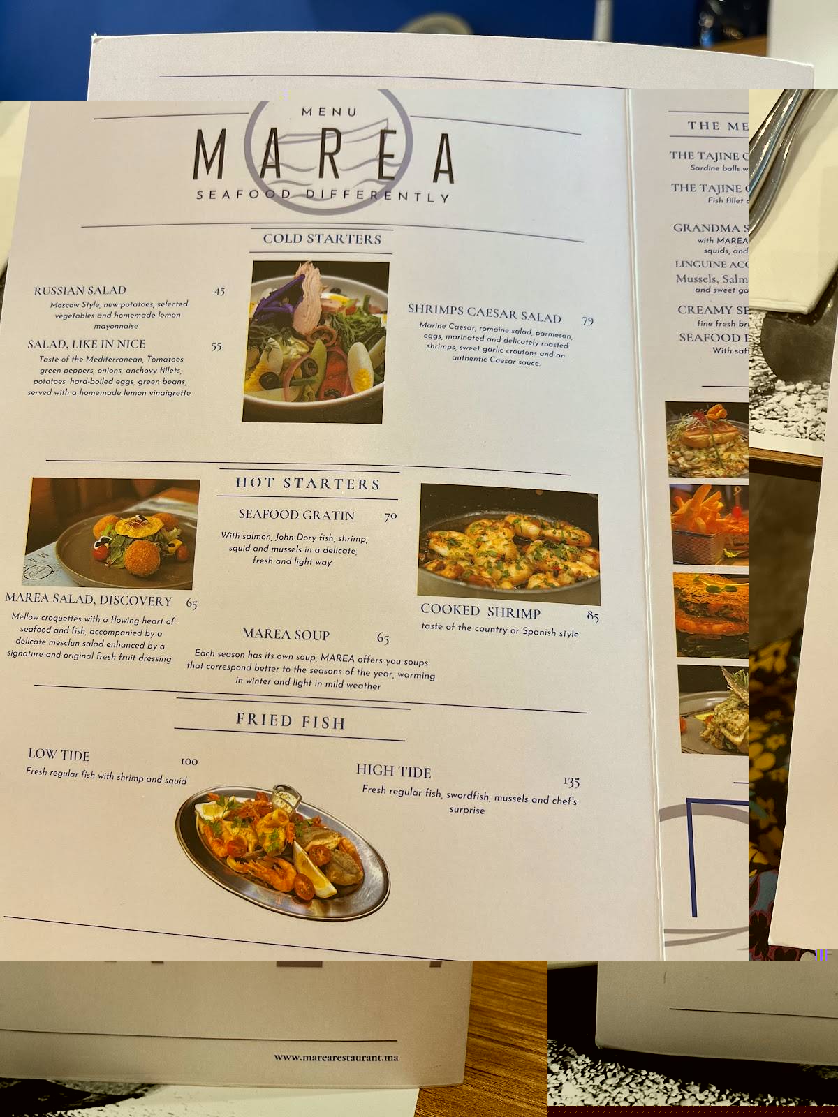Speisekarte von Restaurant MAREA, Spécialité poisson, Rabat