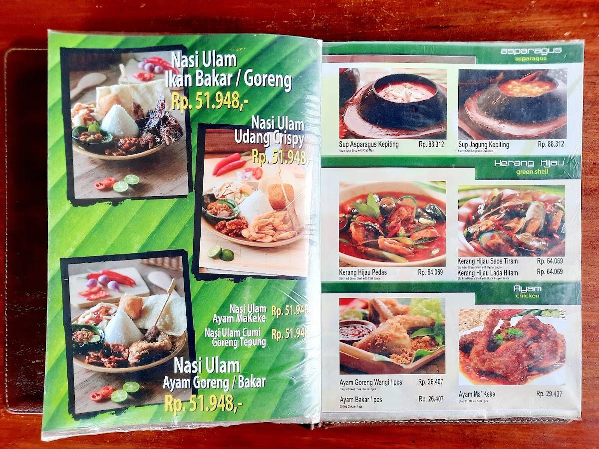 Menu at Raja Rasa restaurant, Bandung, Jl. Setraria No.1