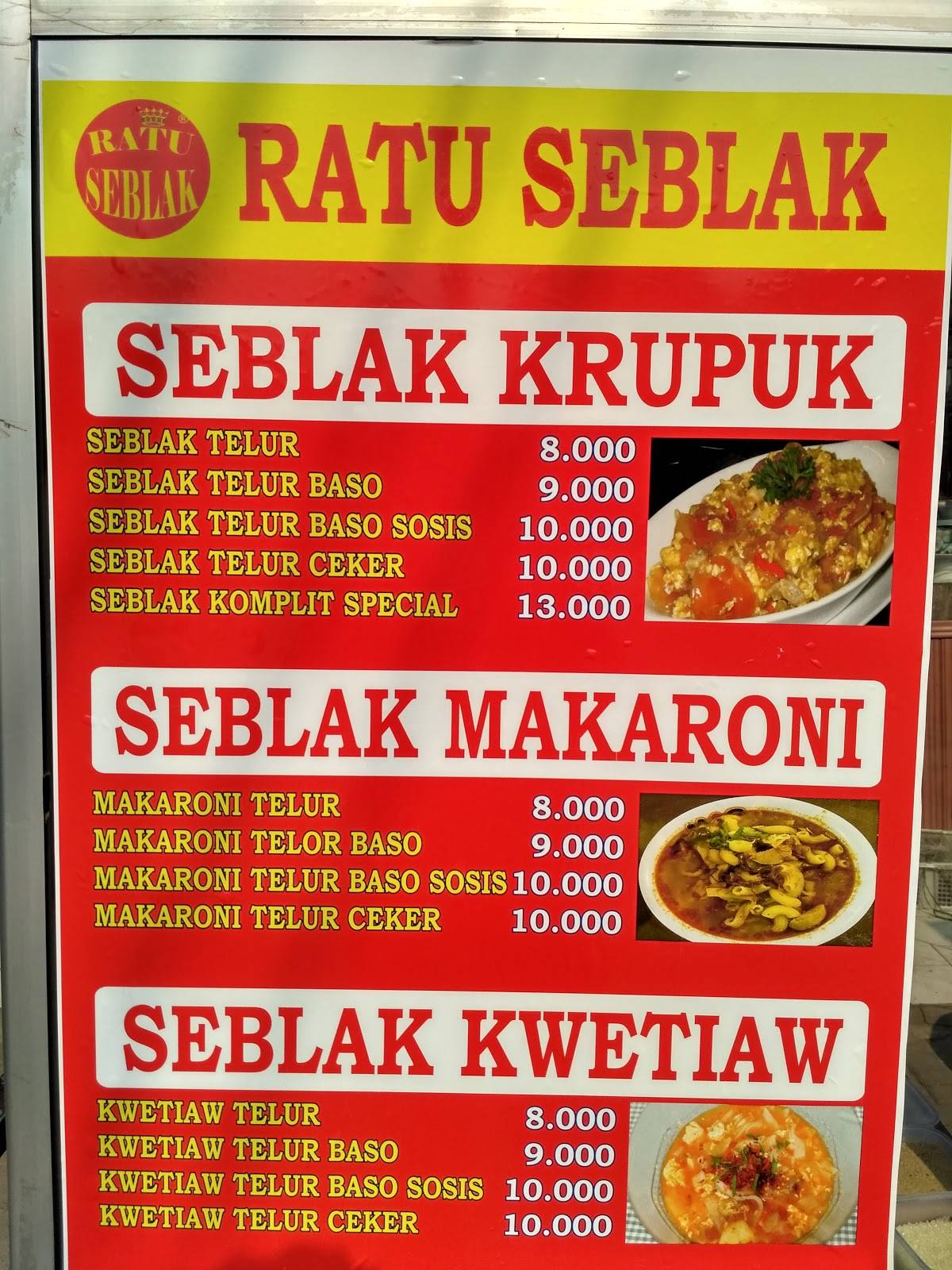 Menu at Ratu seblak Balaraja restaurant, Saga, Jl. Raya Kresek No.31
