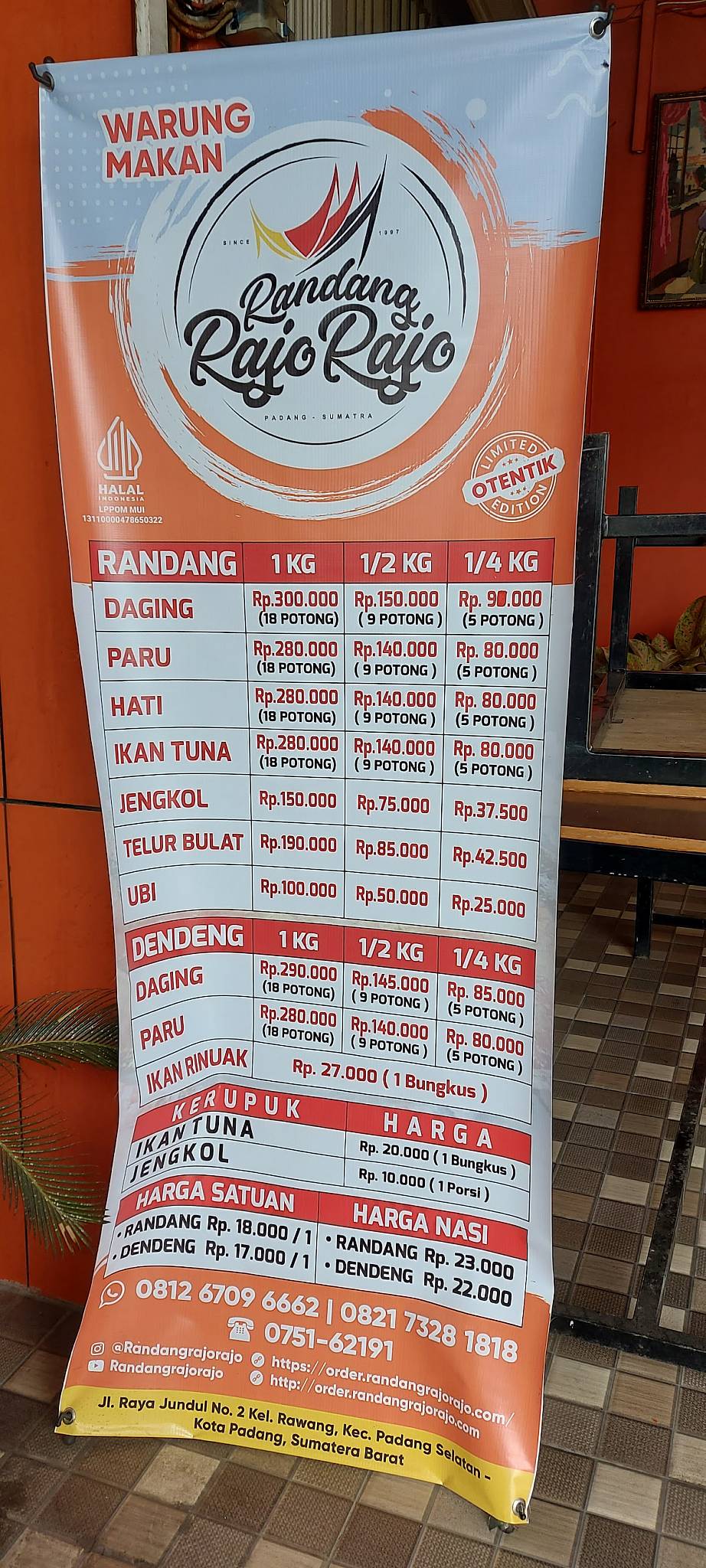 Menu at Rendang Rajo Rajo Rm. Simpang Jondul restaurant, Padang
