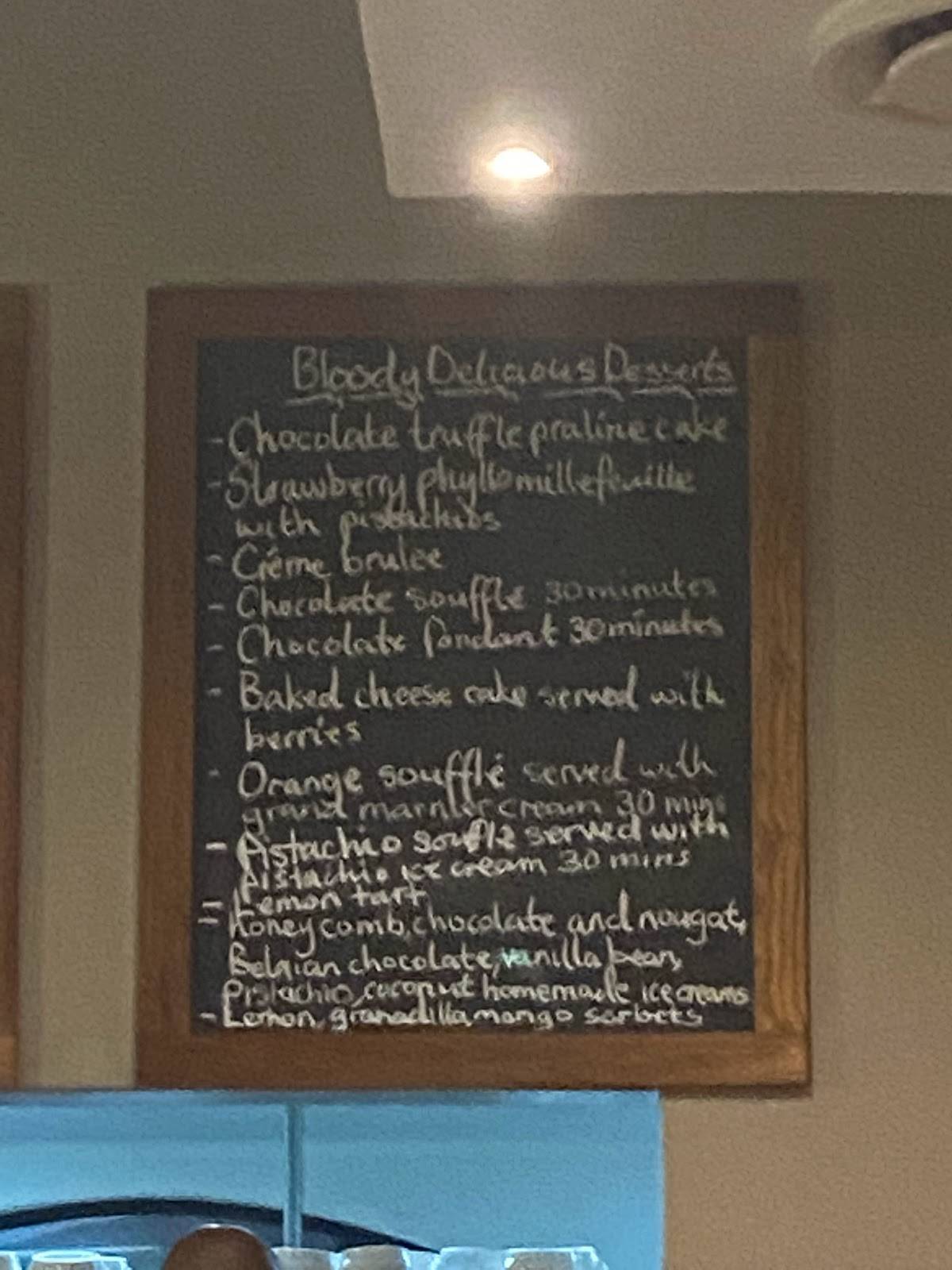 Menu at BELLAGIO restaurant, Johannesburg, Unit 1