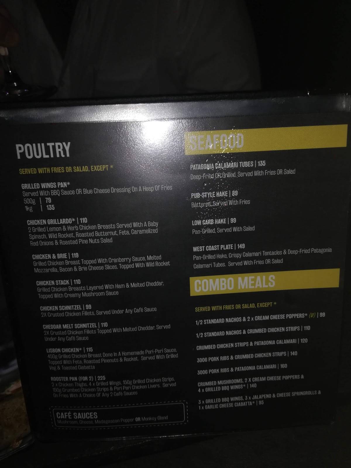 Menu at Bossa Somerset West restaurant, Cape Town, 178 Main Rd