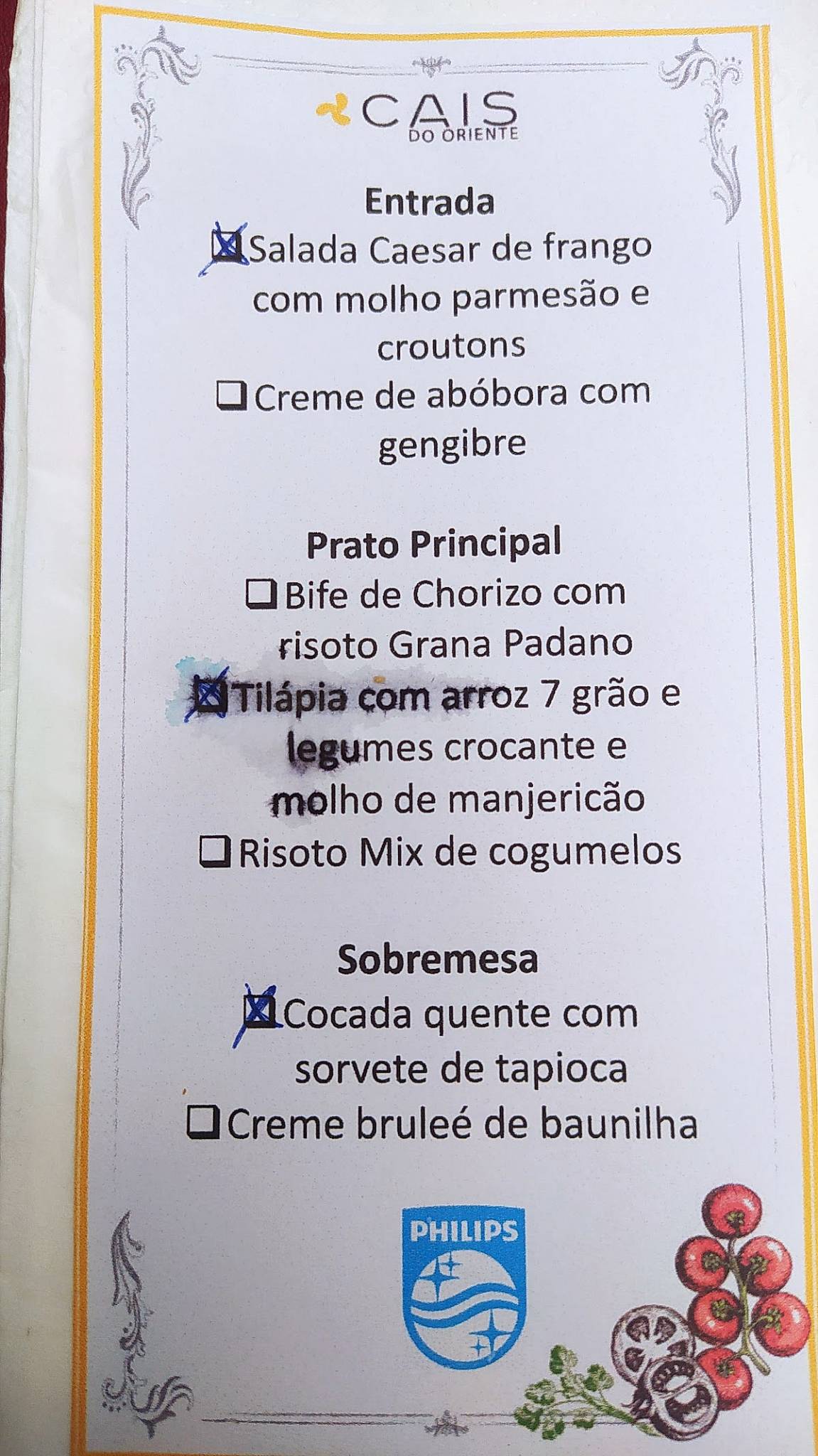 Menu em Cais do Oriente restaurante, Rio de Janeiro, R. Visc. de Itaboraí
