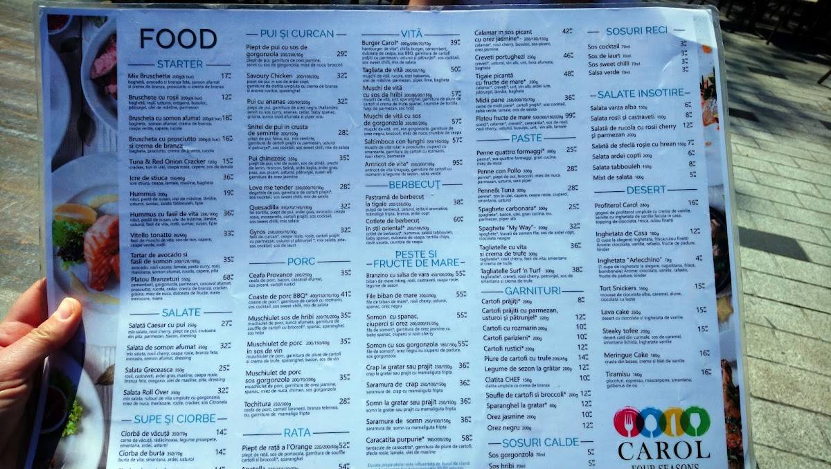 Menu at Restaurant Carol, Brăila