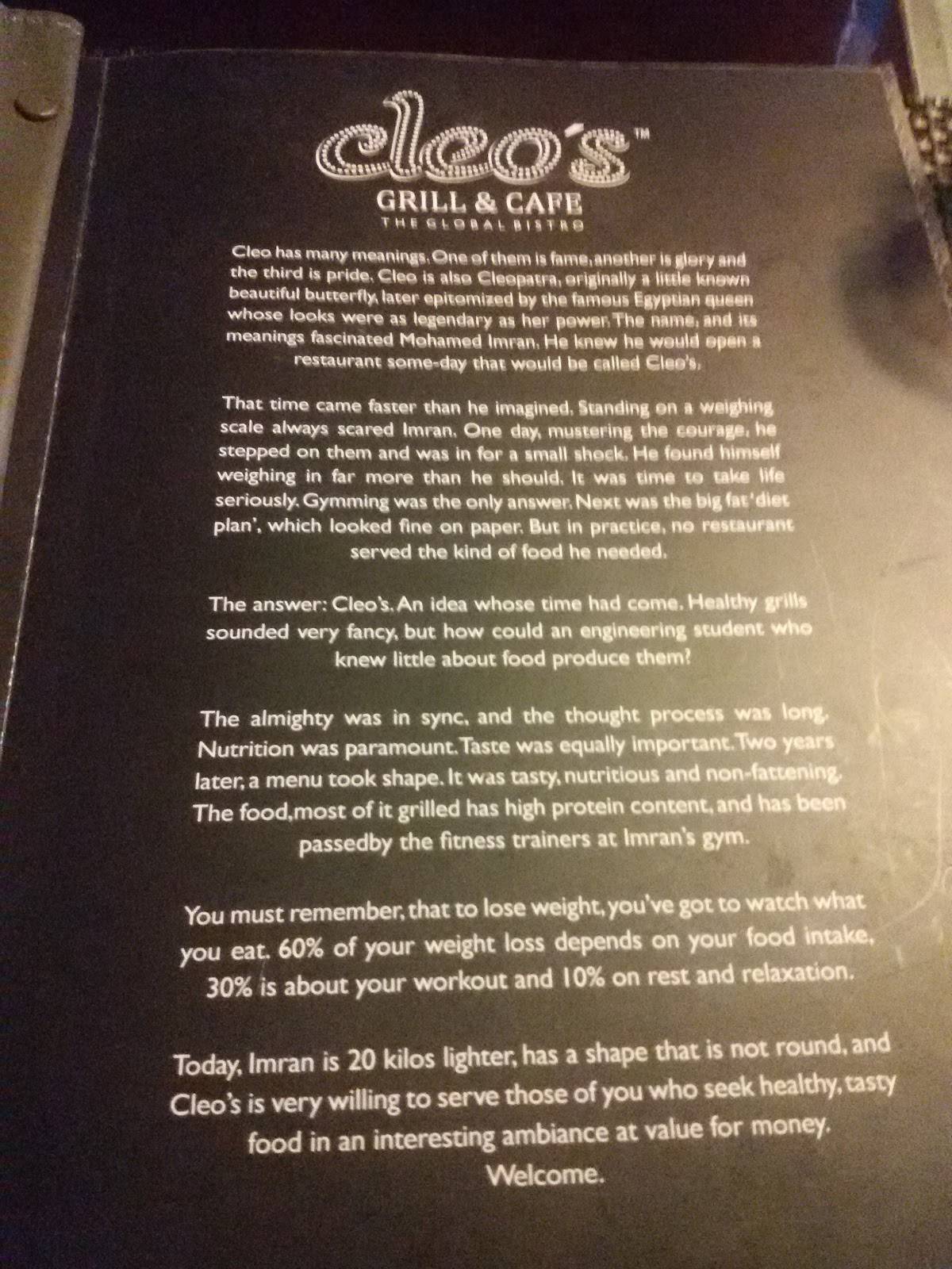 Menu at Cleo's Grill & Cafe, Chennai, 115, No 115, 4th Avenue, Indra Nagar