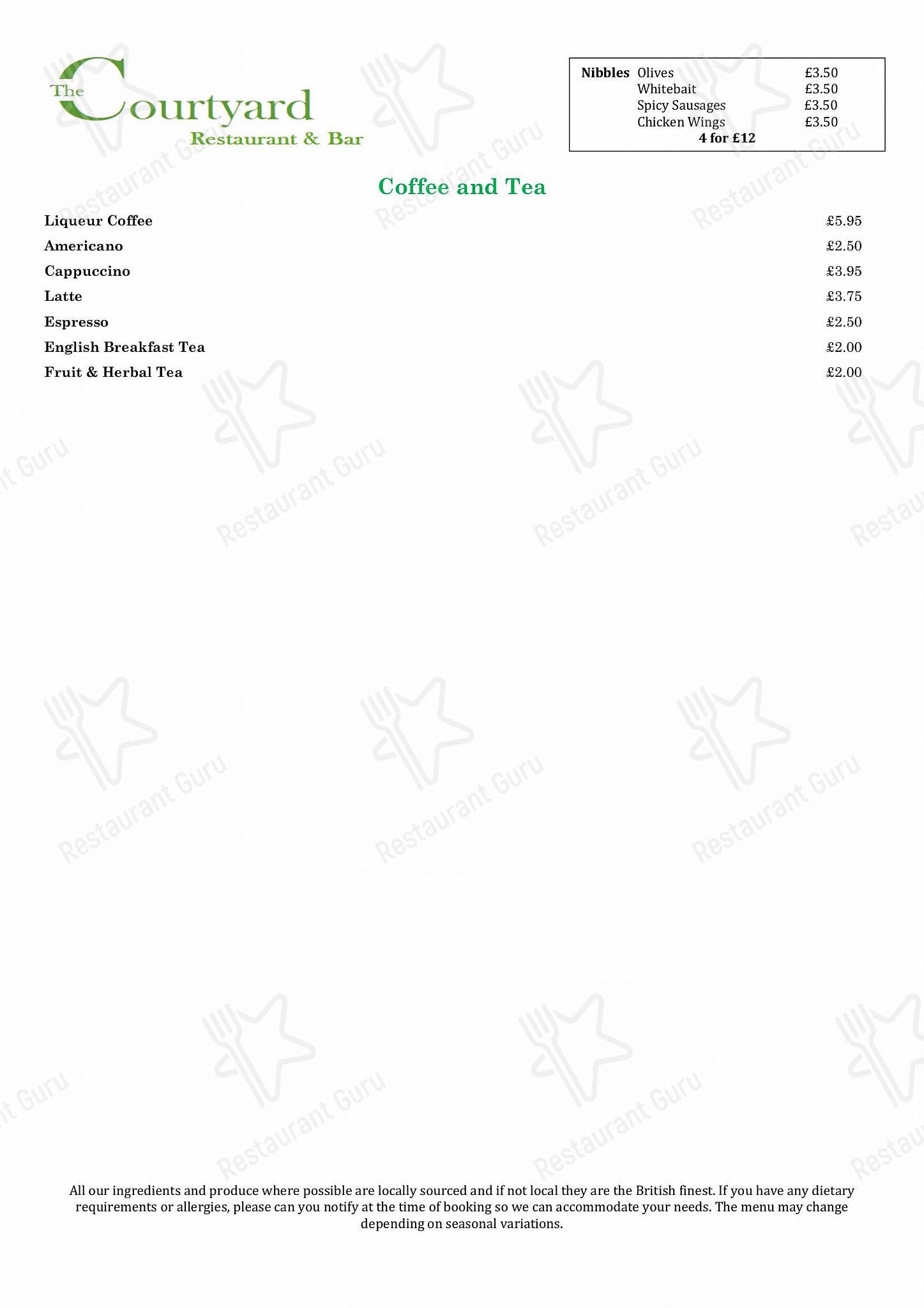 Menu at The Stanwick Hotel restaurant, Stanwick