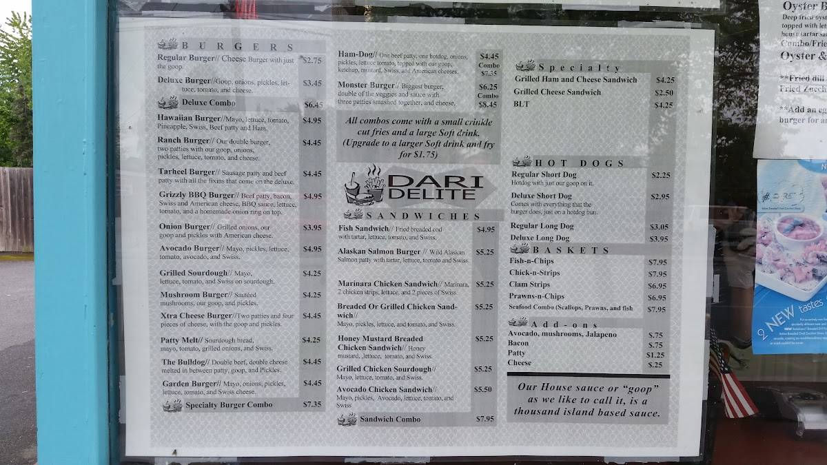 Menu at Dari Delite restaurant, Mount Vernon