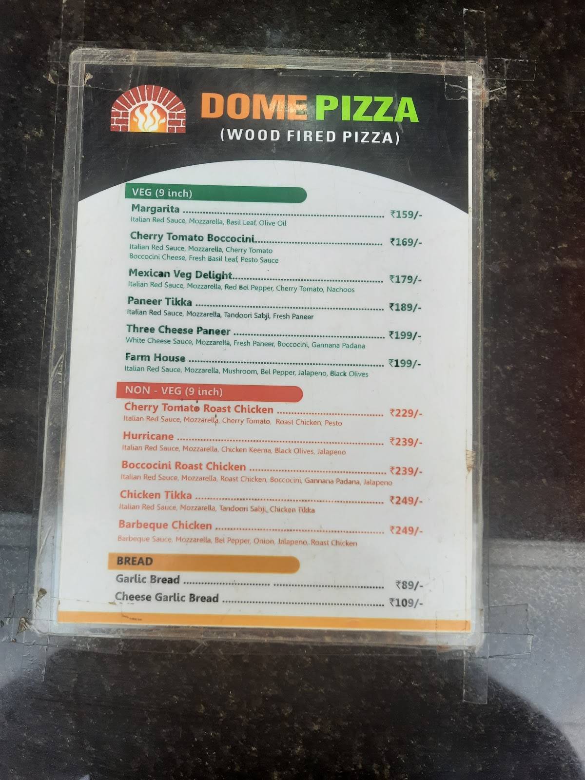 Menu at Dome Pizza, Bhubaneswar