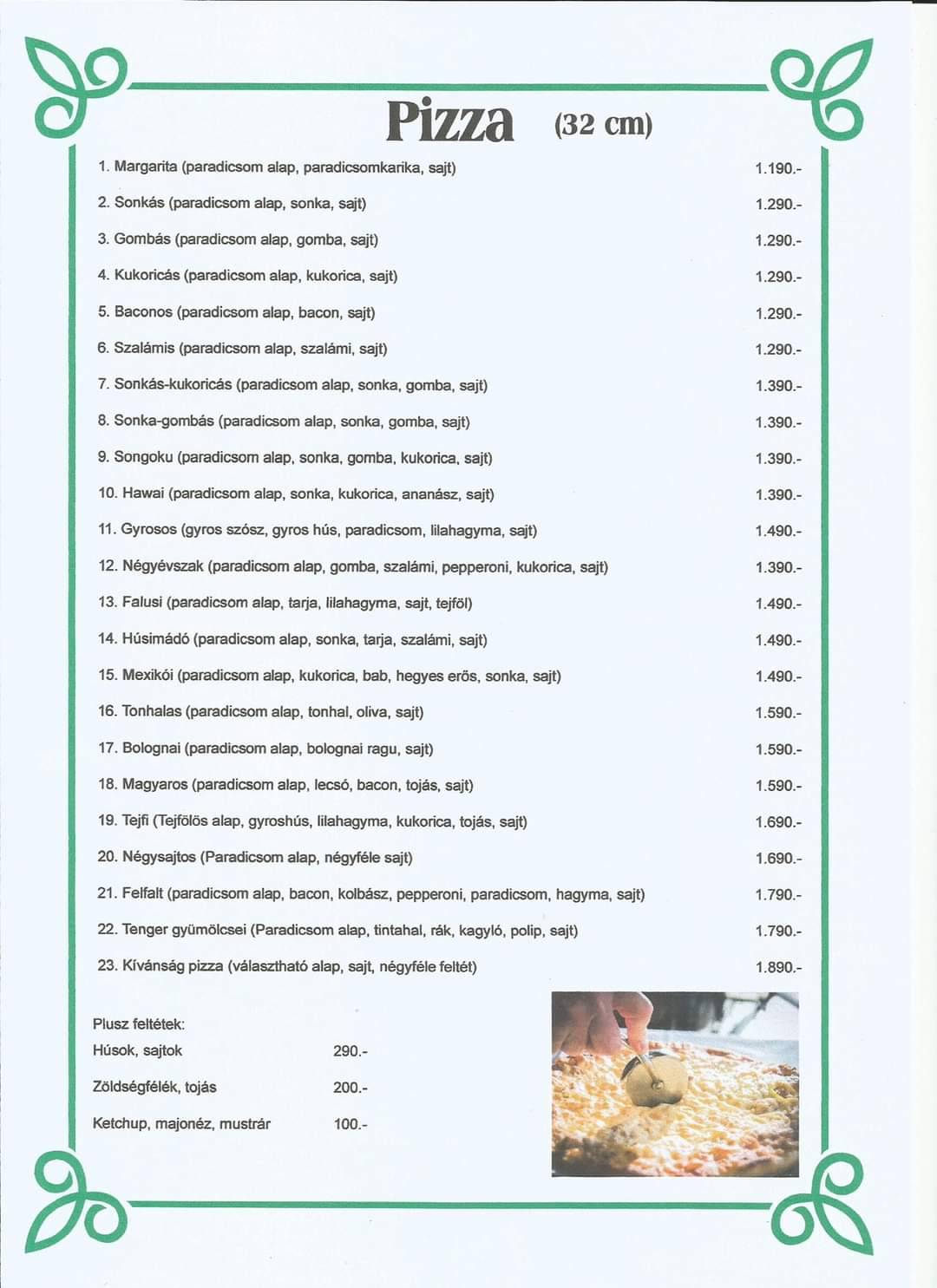 Menu at Ezüst Fenyő Étterem restaurant, Székesfehérvár