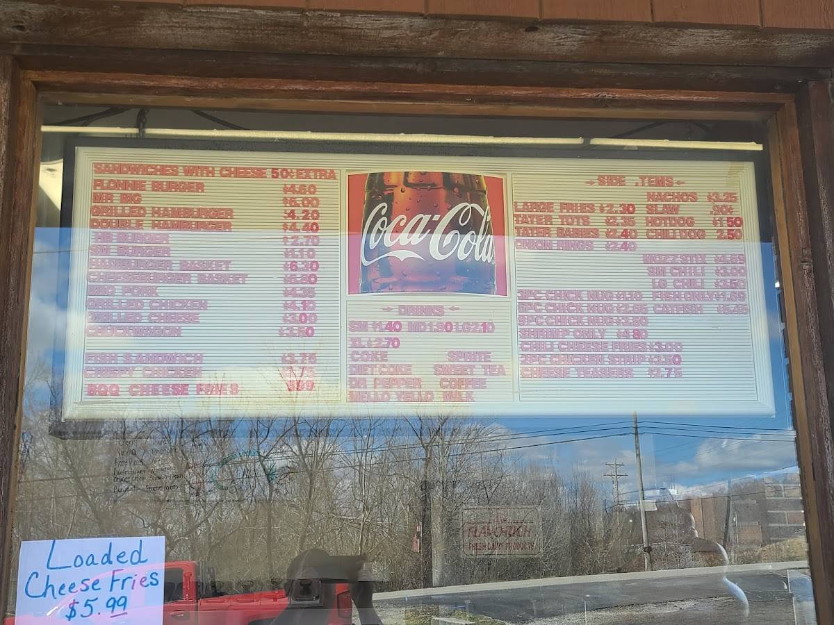 Menu at Flonnie's Drive-In restaurant, Helenwood