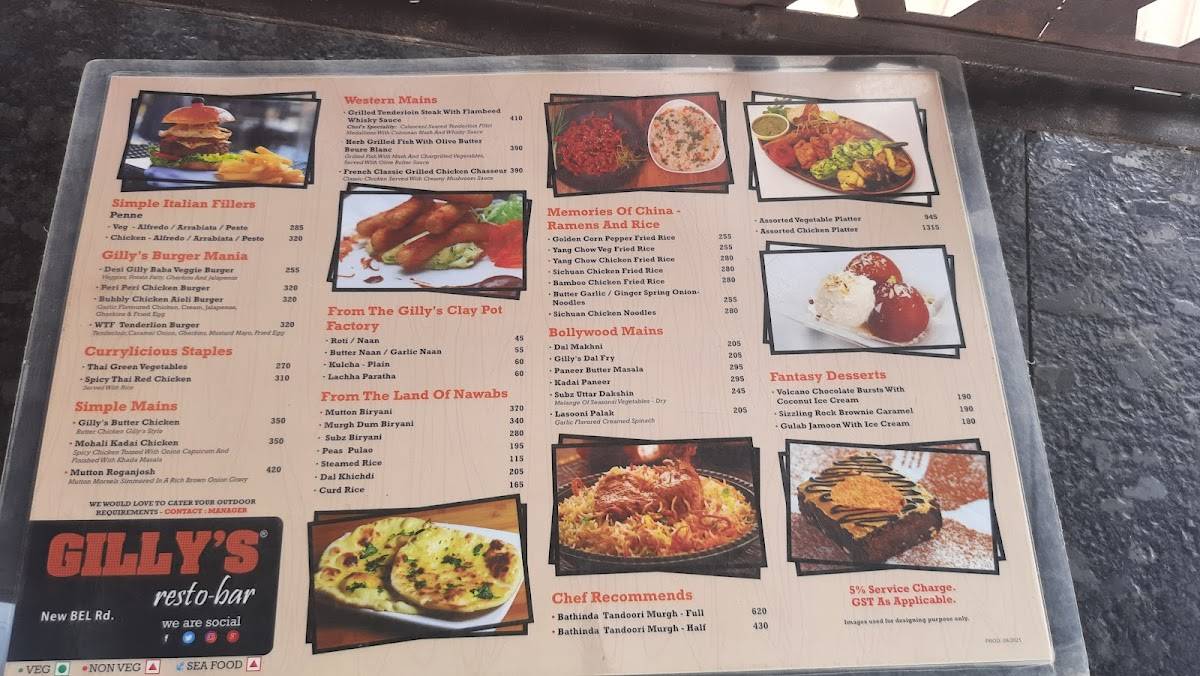 Menu at Gillys Restobar, Bengaluru, 4th & 5th Floor