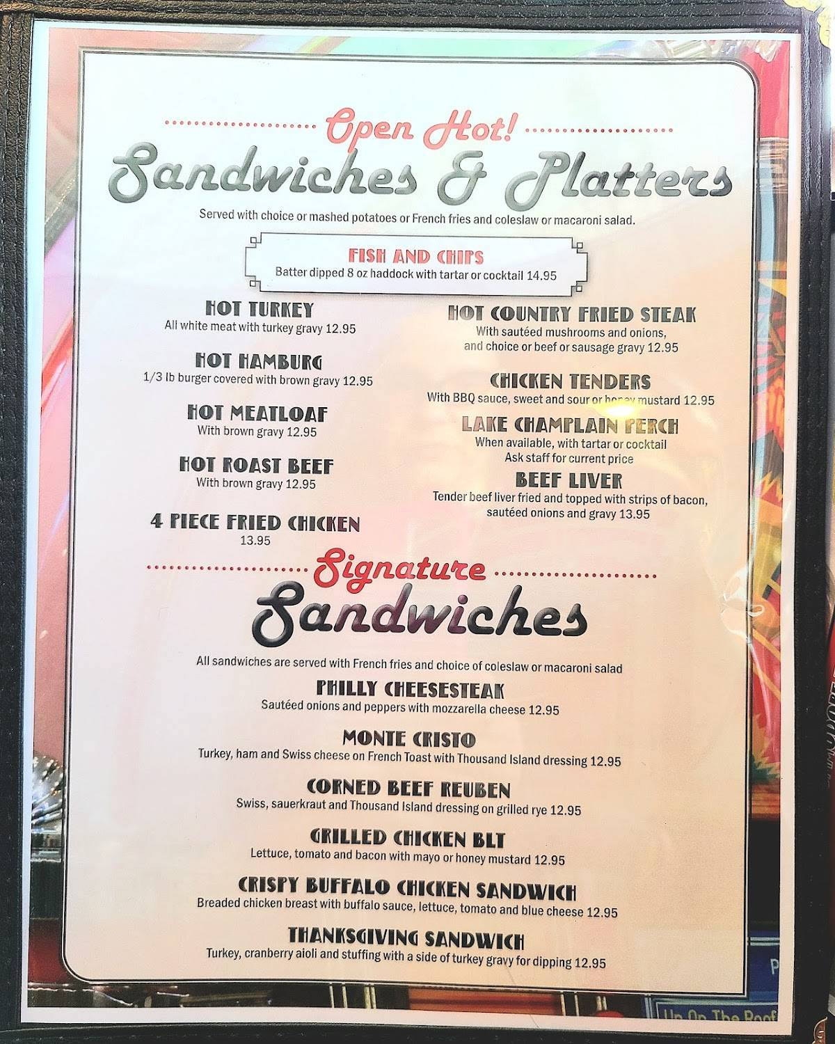Menu at Gus' Red Hots restaurant, Plattsburgh