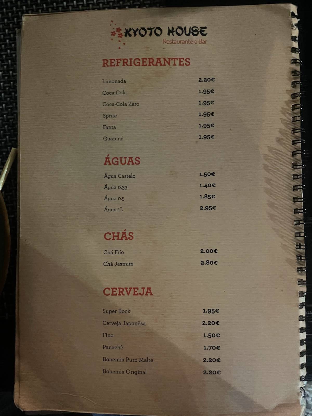 Menu em ISHI - Kyoto House Coimbra restaurante, Coimbra