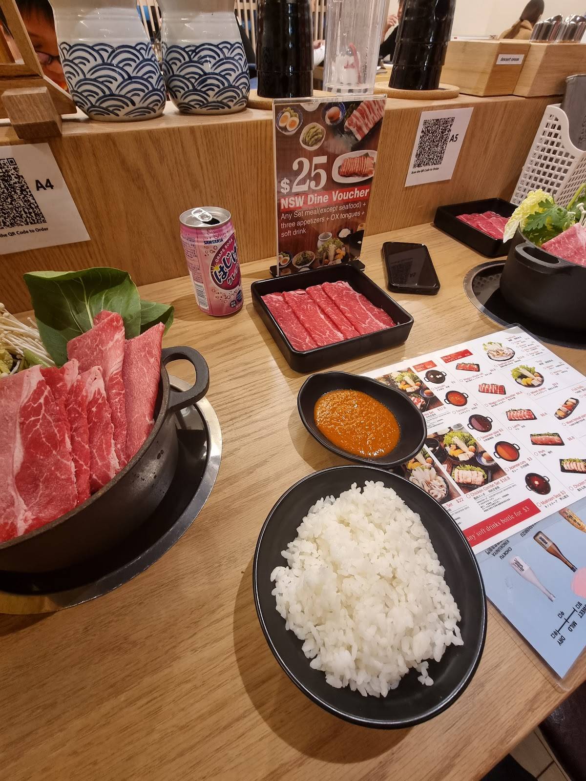 Menu at Izu Village restaurant, Sydney