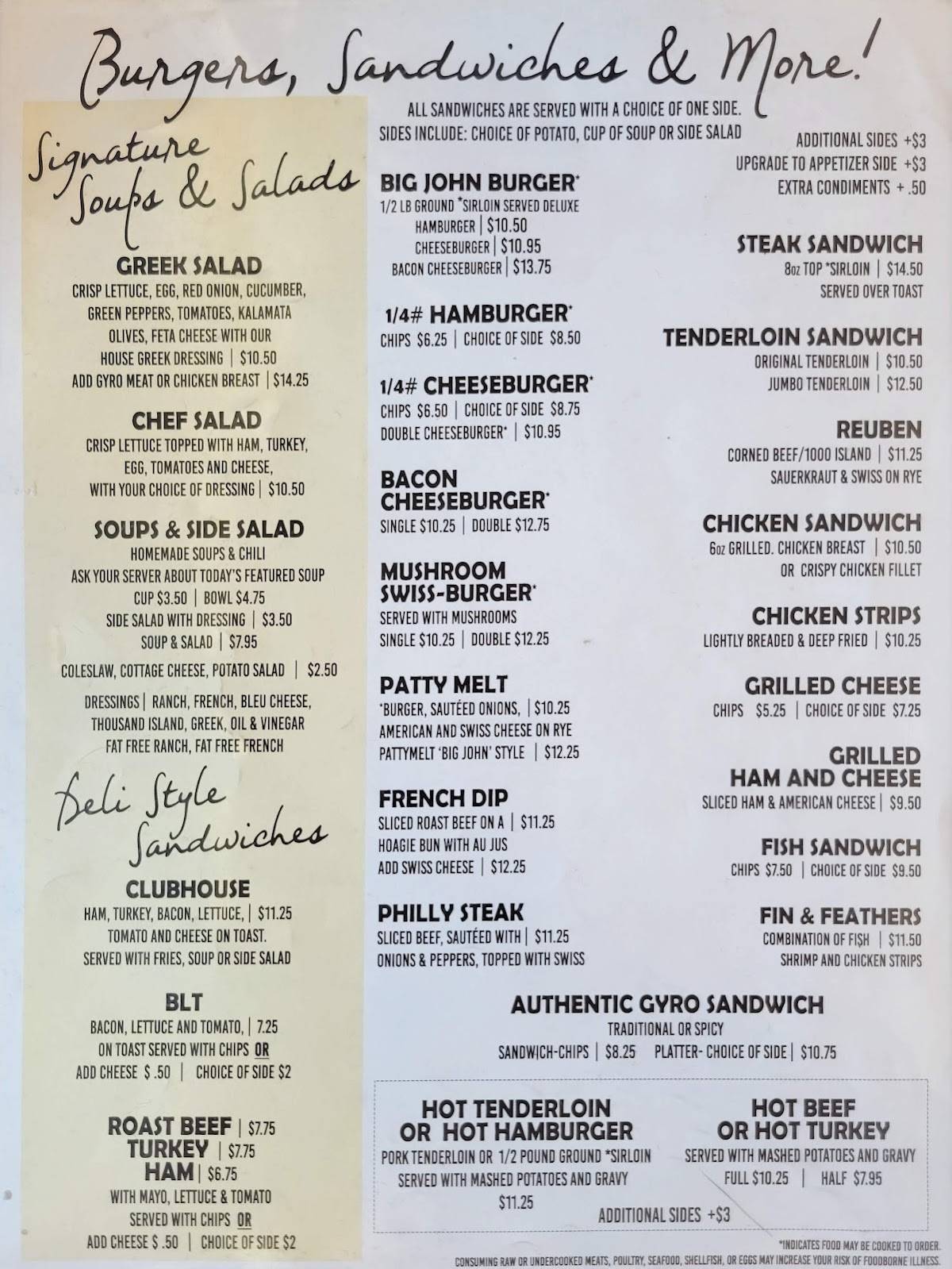 Menu at Johnnie Mars Family Restaurant, Sioux City