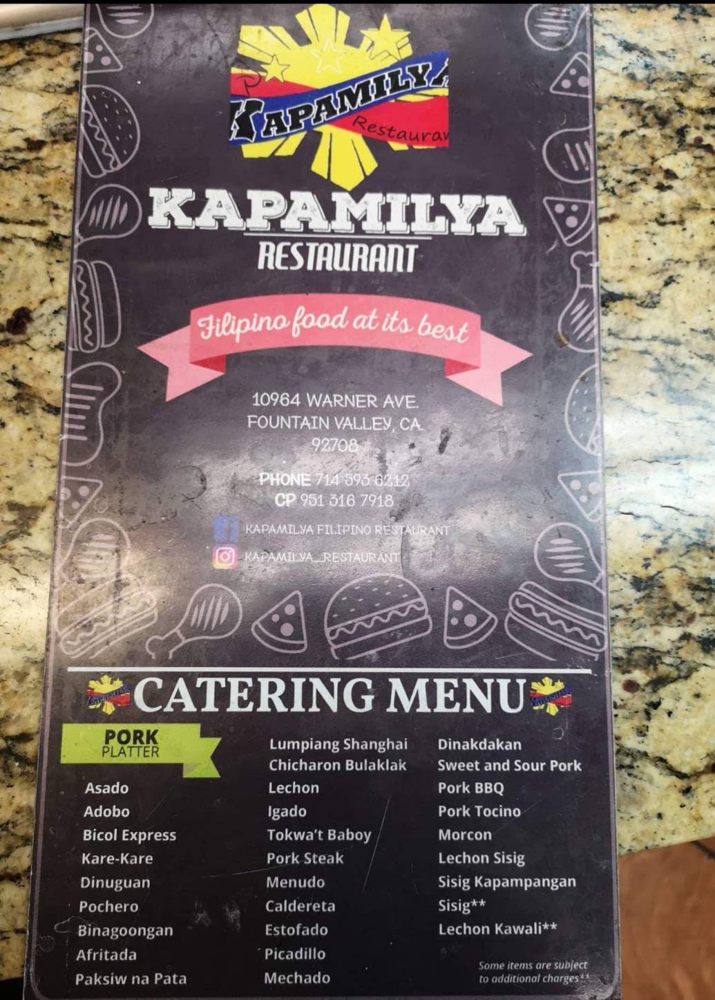 Carta del restaurante Kanto Filipino Streetfood, Fountain Valley
