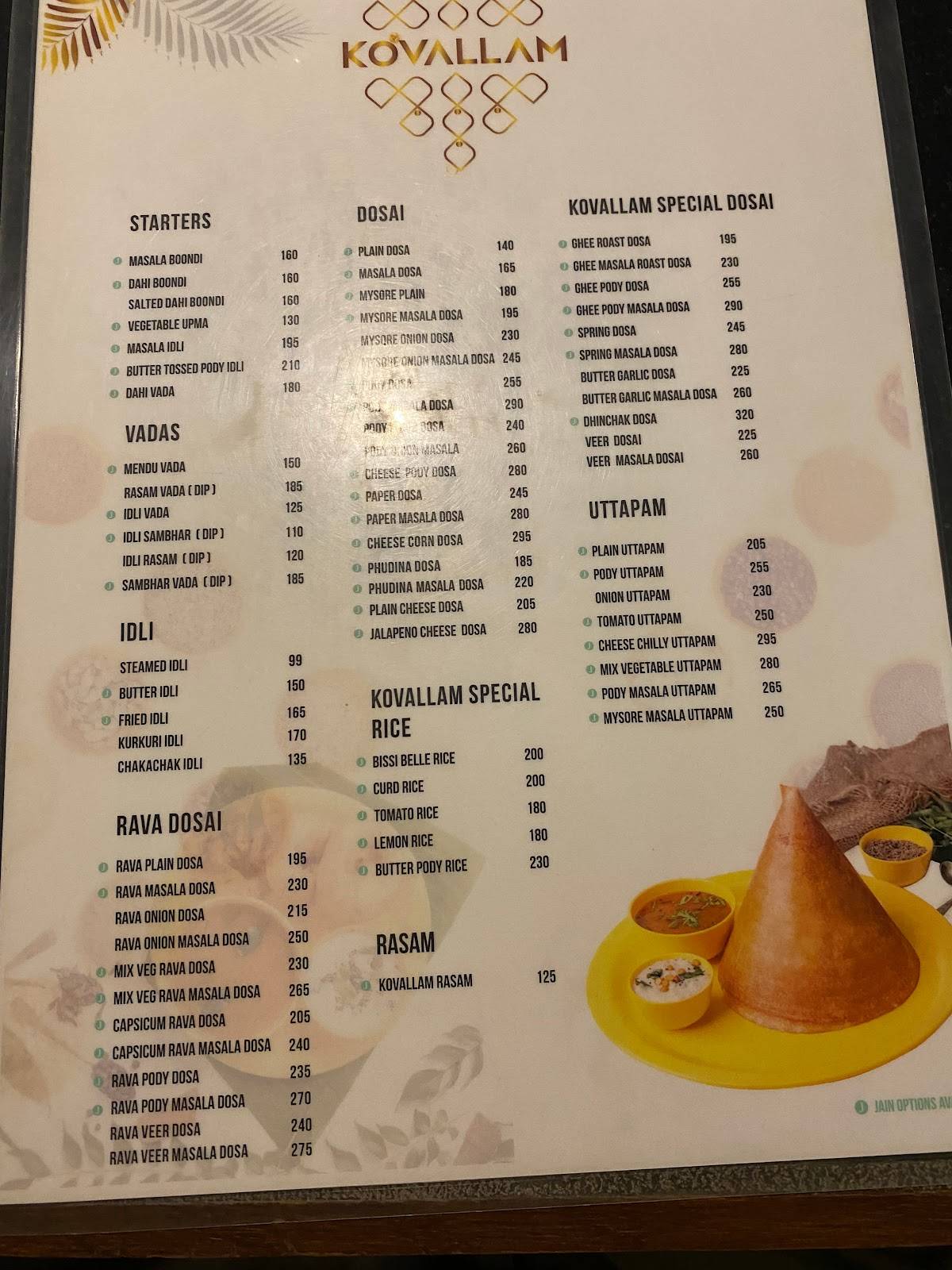 Menu at Kovallam Restaurant- The South Indian Kitchen, Ahmedabad ...