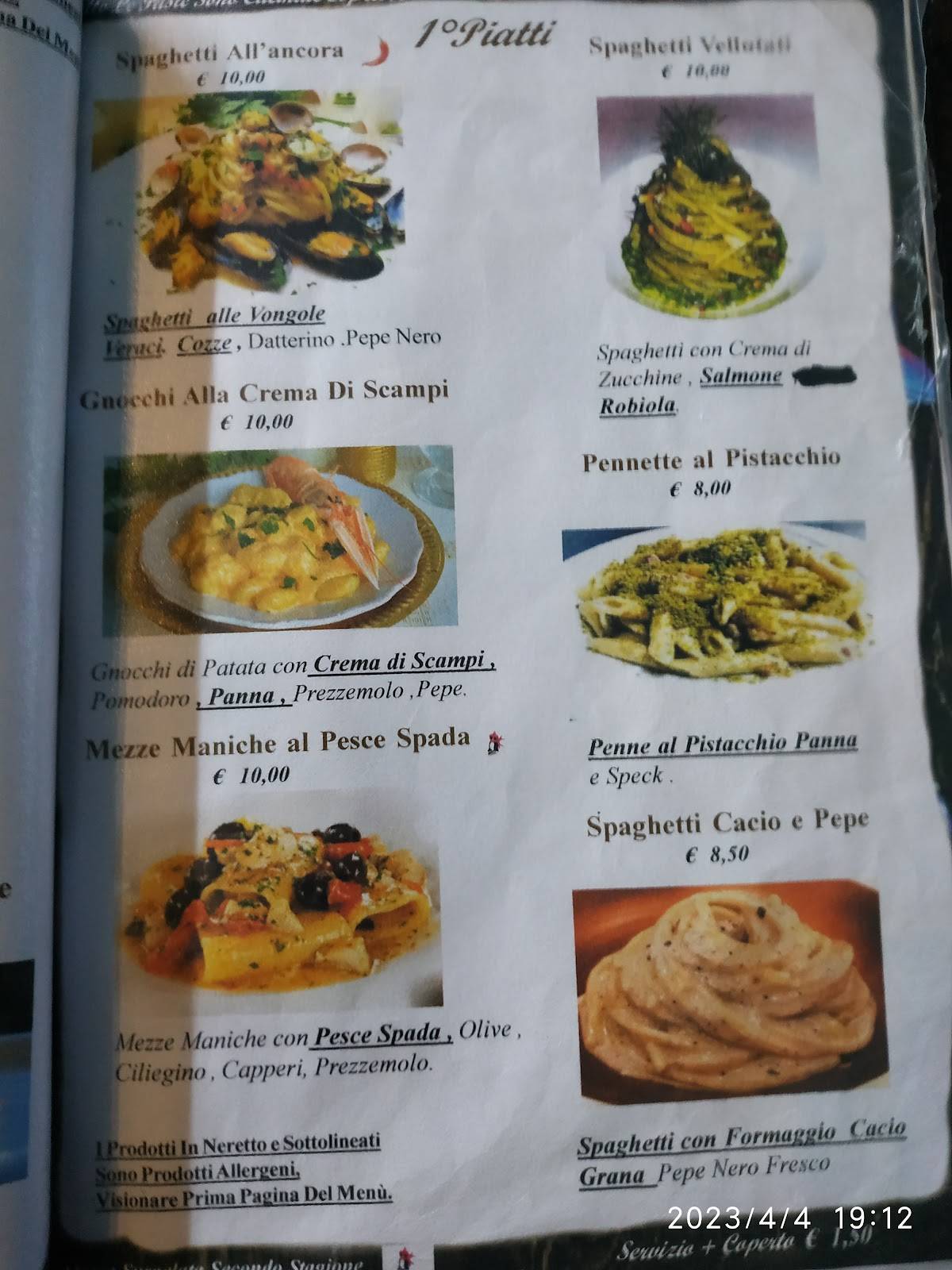 Menu da La Perla Nera ristorante, Catania, Via Messina