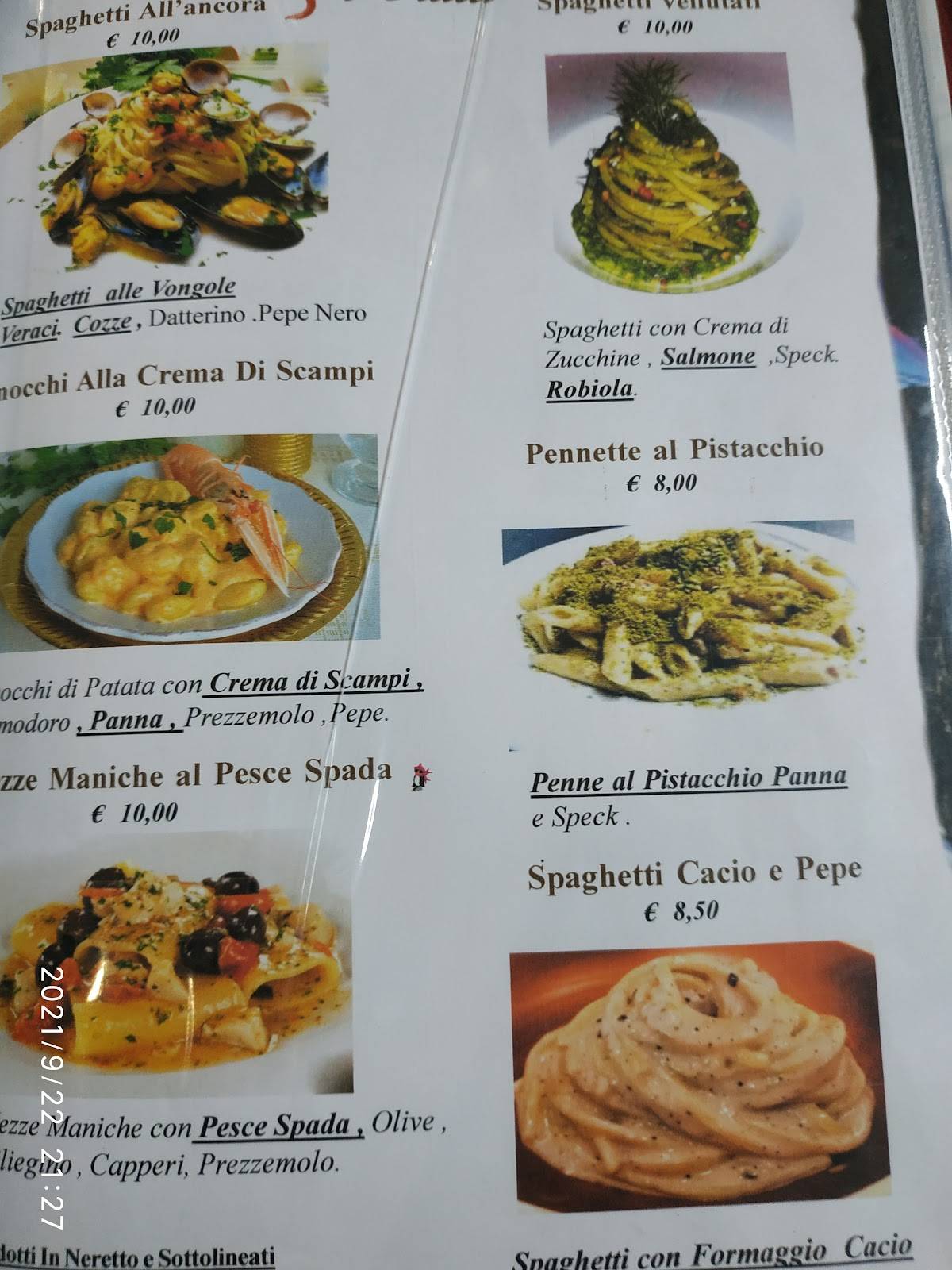 Menu da La Perla Nera ristorante, Catania, Via Messina