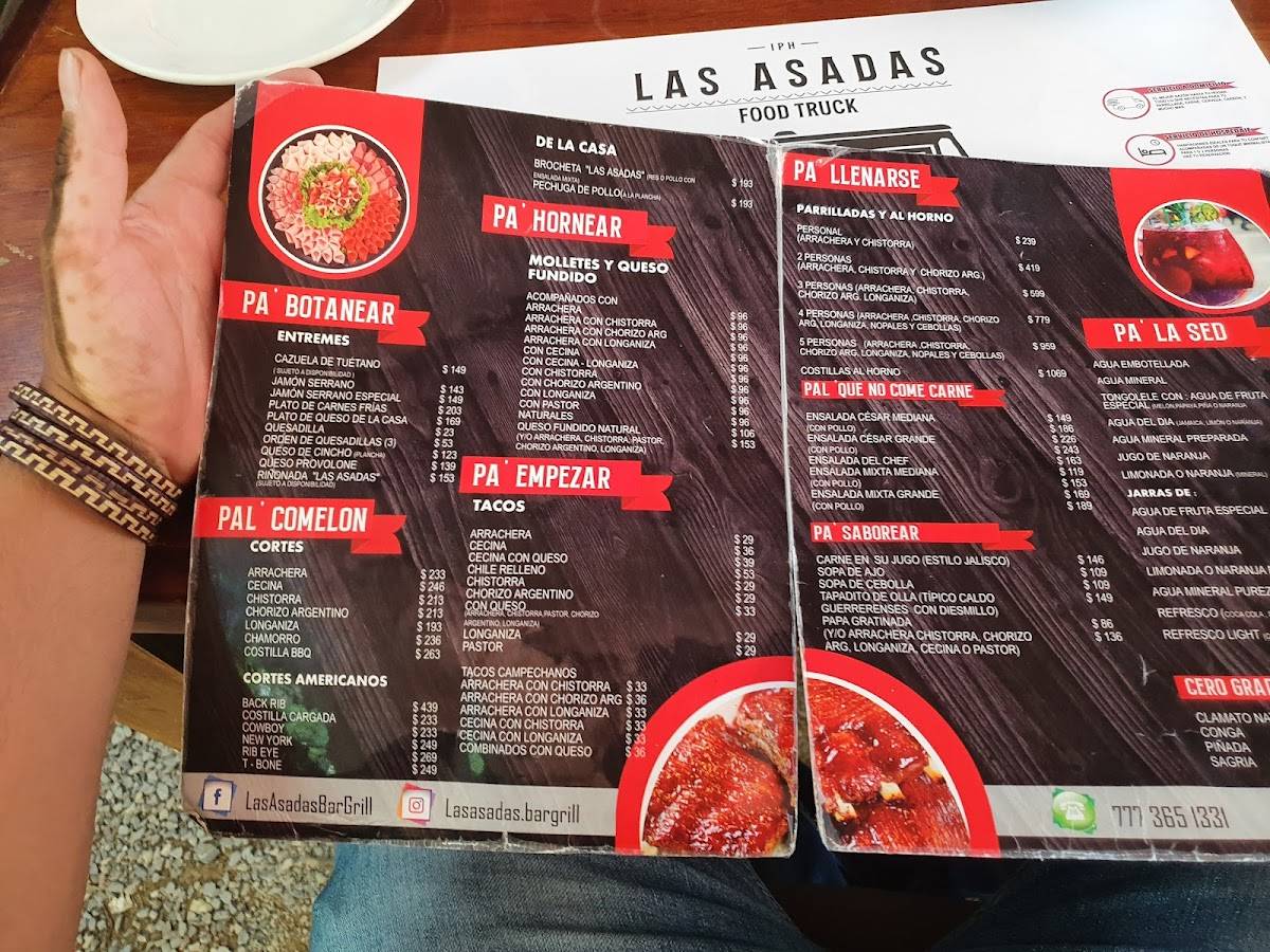Carta de Las Asadas Bar & Grill, Xochitepec