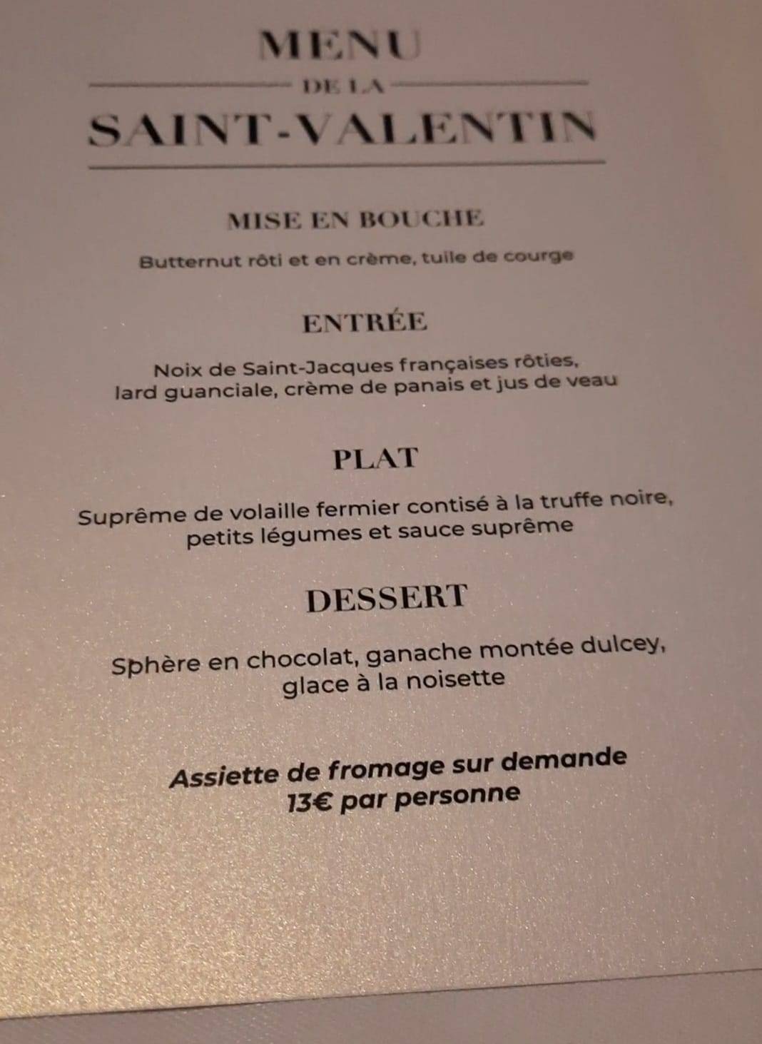 Menu au Restaurant Le Sauvage, Besançon
