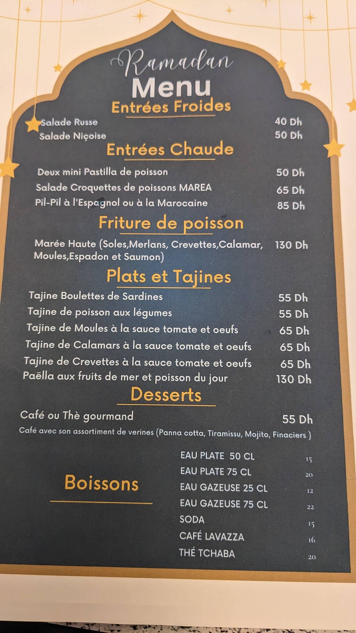 Speisekarte von Restaurant MAREA, Spécialité poisson, Rabat