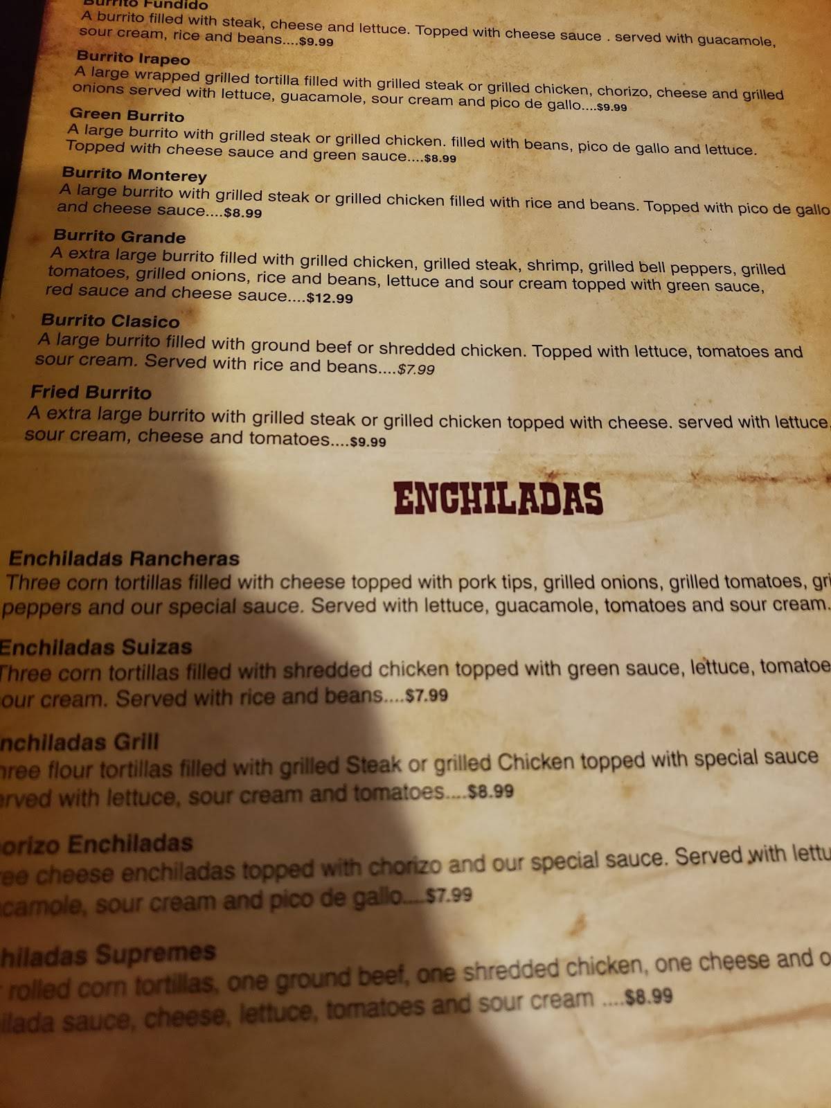 Menu at Margaronas Cantina Mexican Restaurant, Anniston