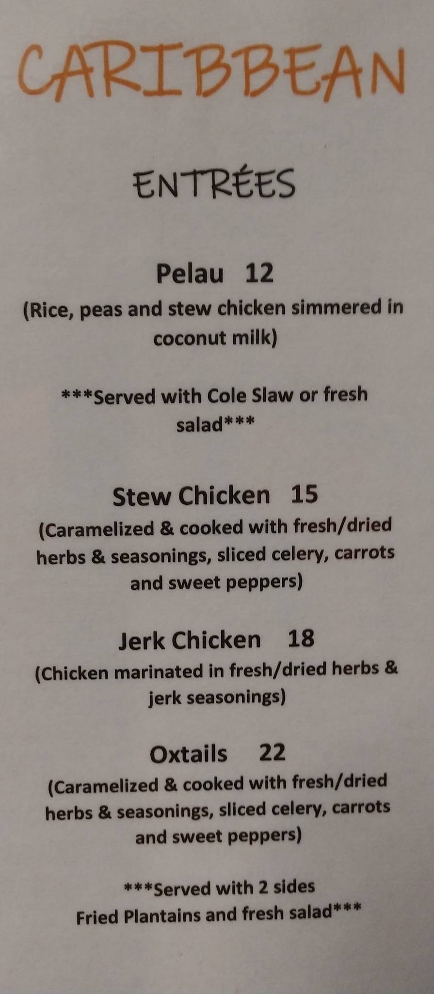 Carta del restaurante Meme's Caribbean Flavour, Rogers