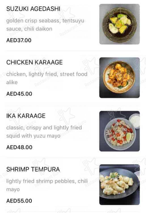 Menu at NIRI Restaurant and Bar, Abu Dhabi