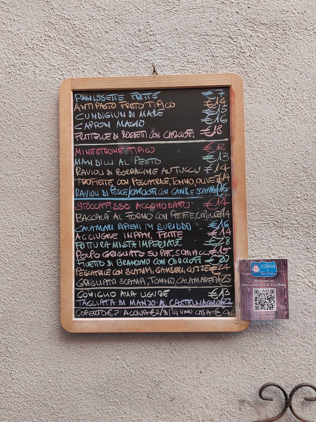 Menu da Osteria di Vico Palla ristorante, Genova