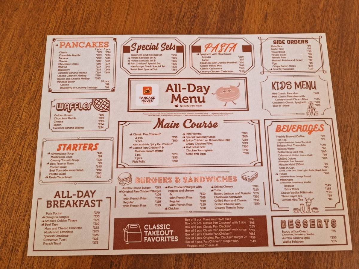Menu at Pancake House - Dumaguete restaurant, Dumaguete