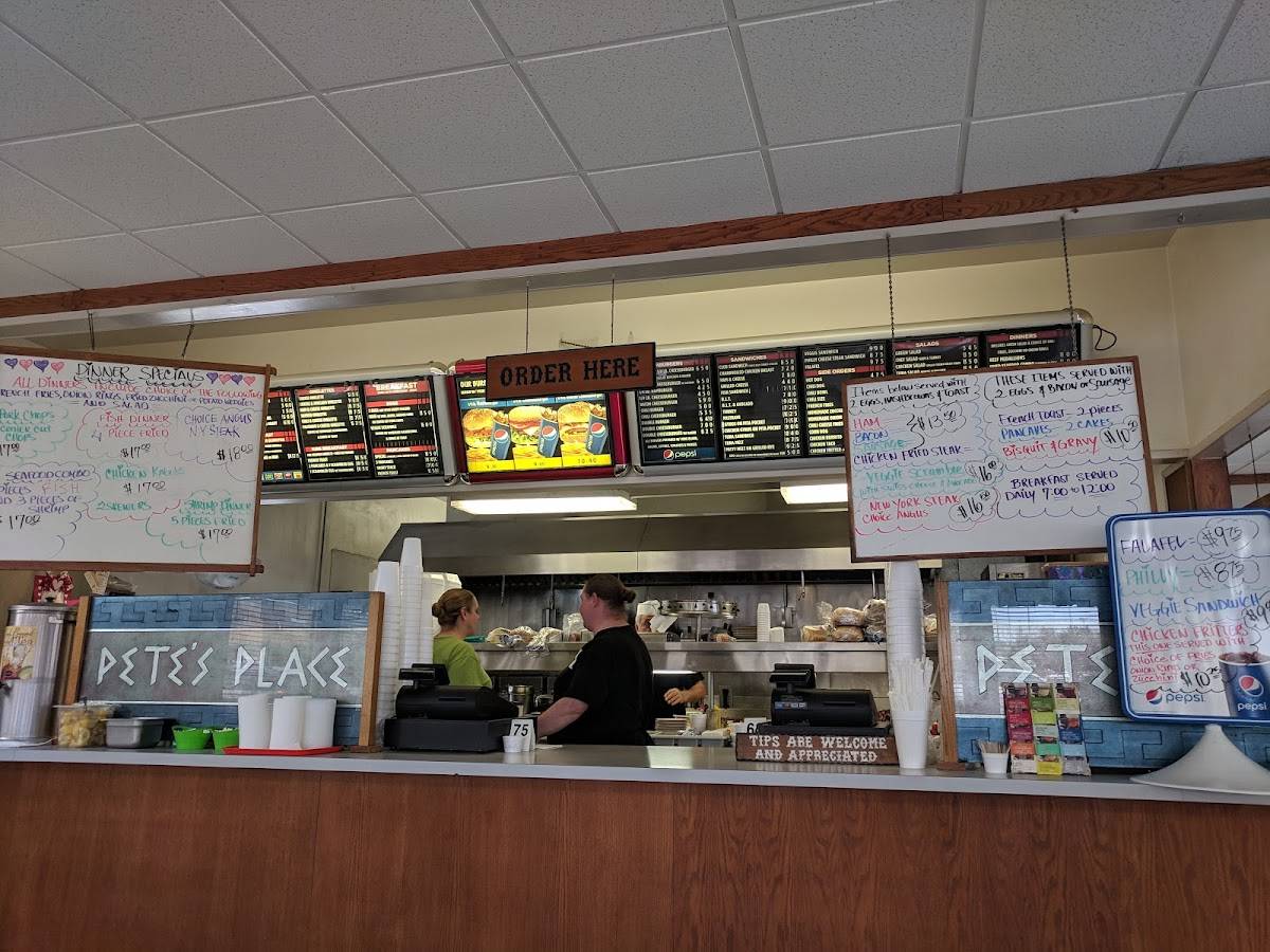 Menu at Pete's Place restaurant, Oakhurst