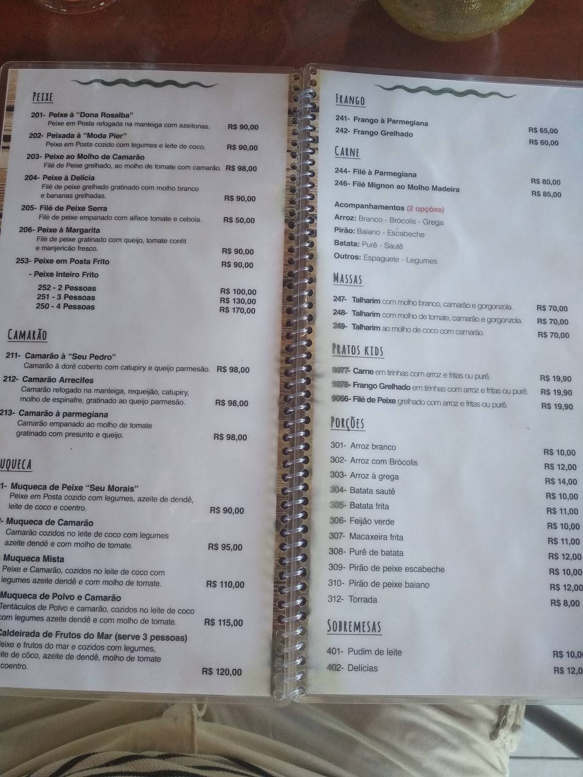 Menu em Pier restaurante, João Pessoa