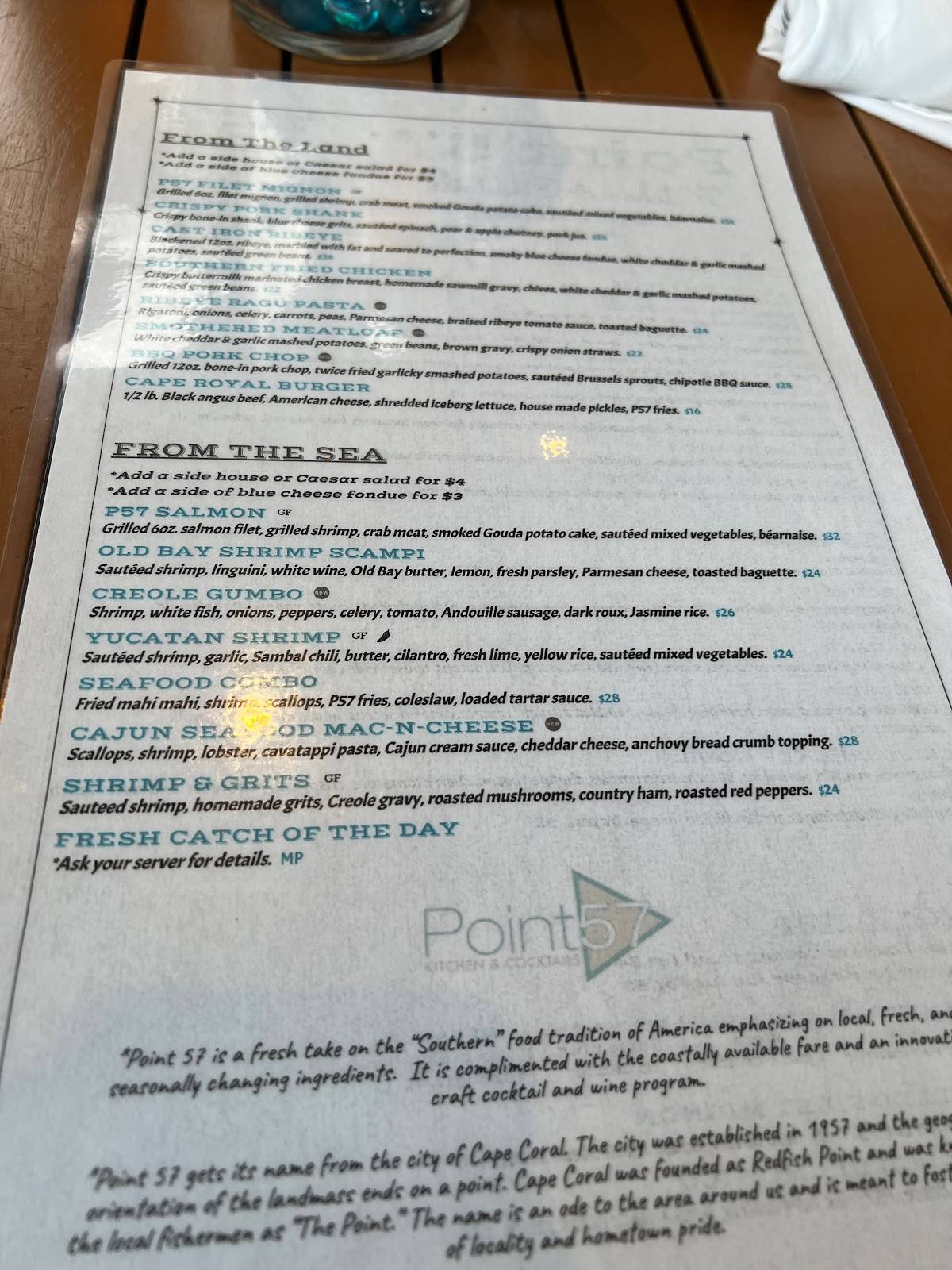 Menu at Point 57 Kitchen & Cocktails restaurant, Cape Coral