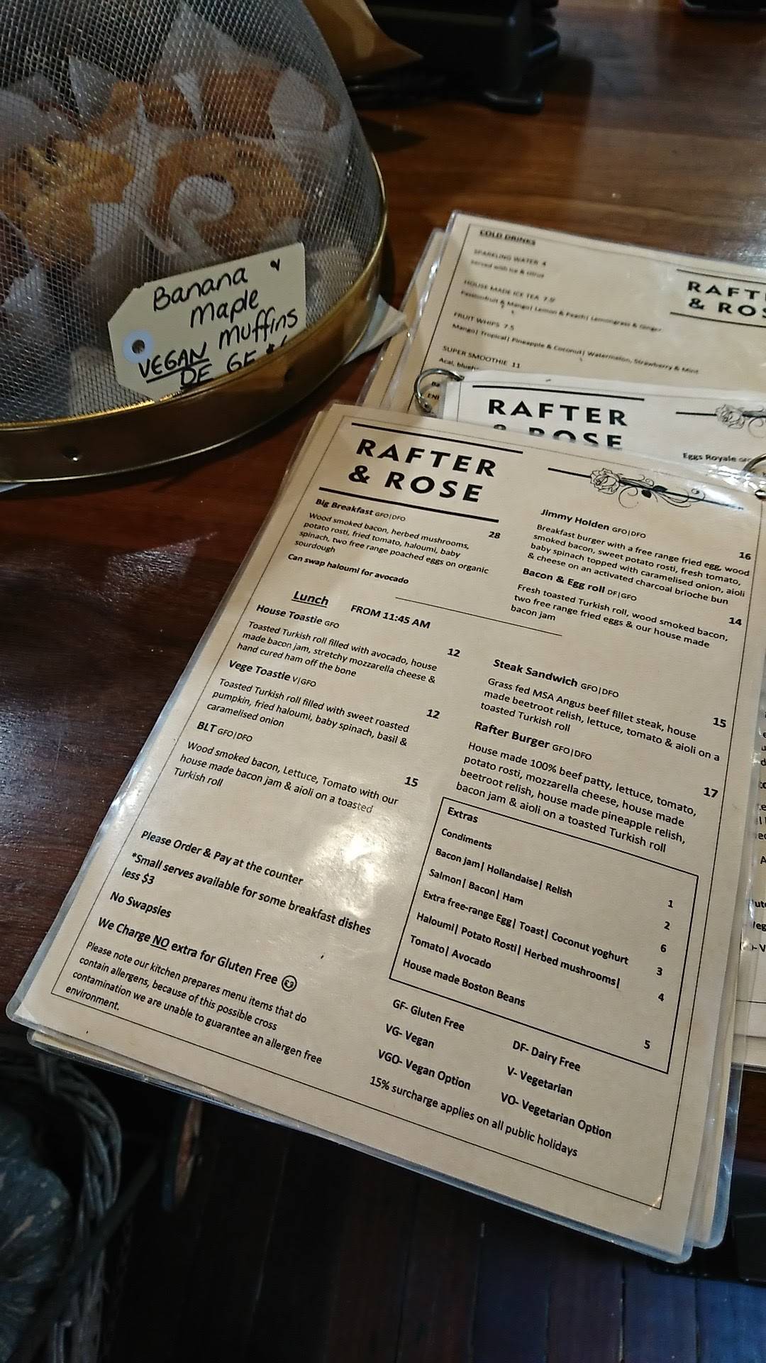 Menu at Rafter & Rose restaurant, Ipswich