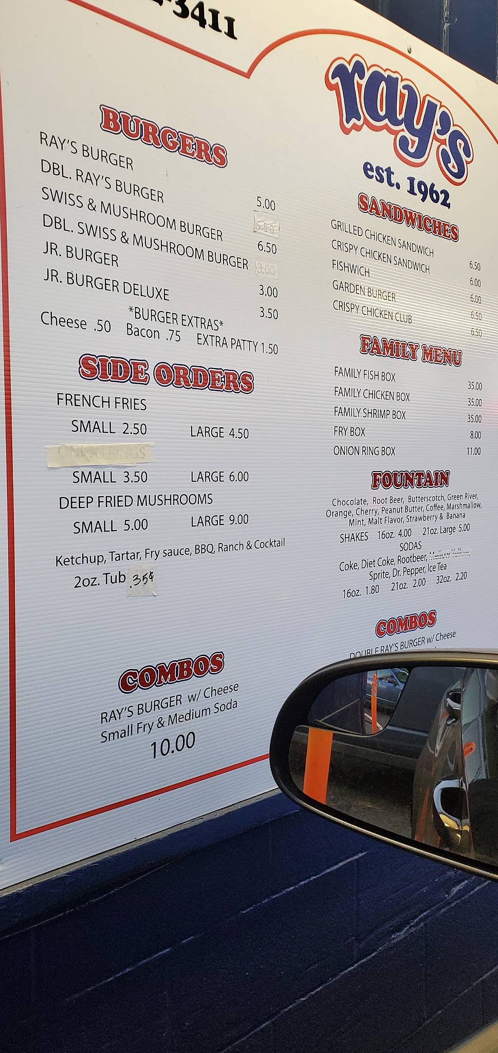 Menu at Ray's Drive In restaurant, Everett