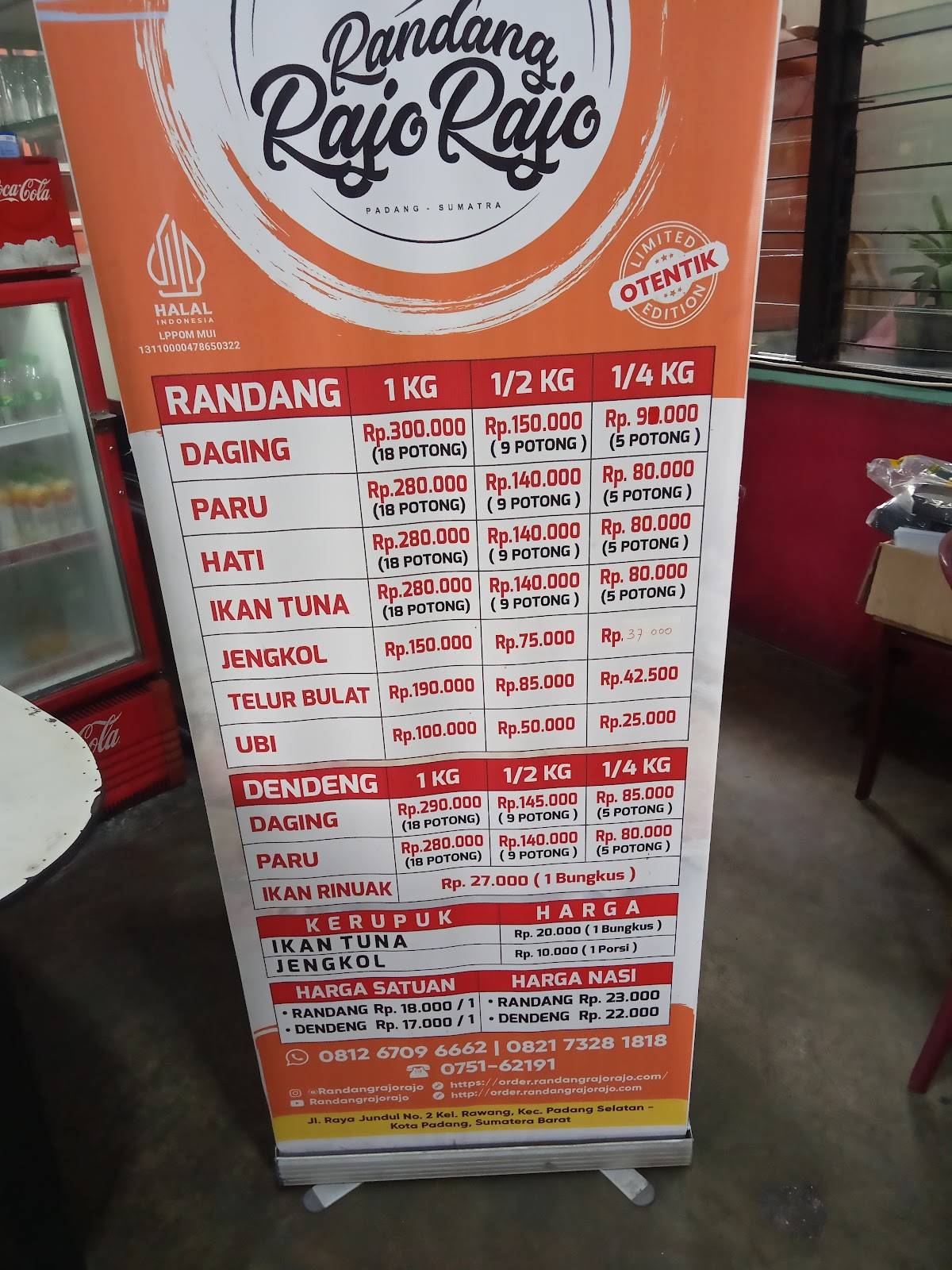 Menu at Rendang Rajo Rajo Rm. Simpang Jondul restaurant, Padang