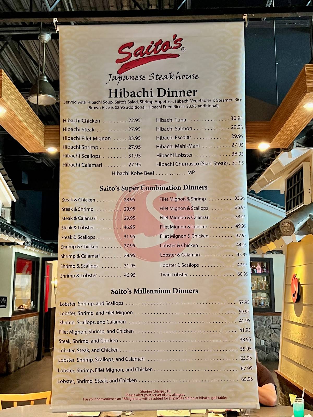 Menu at Saito's Japanese Steakhouse, Wellington, Forest Hill Blvd #140